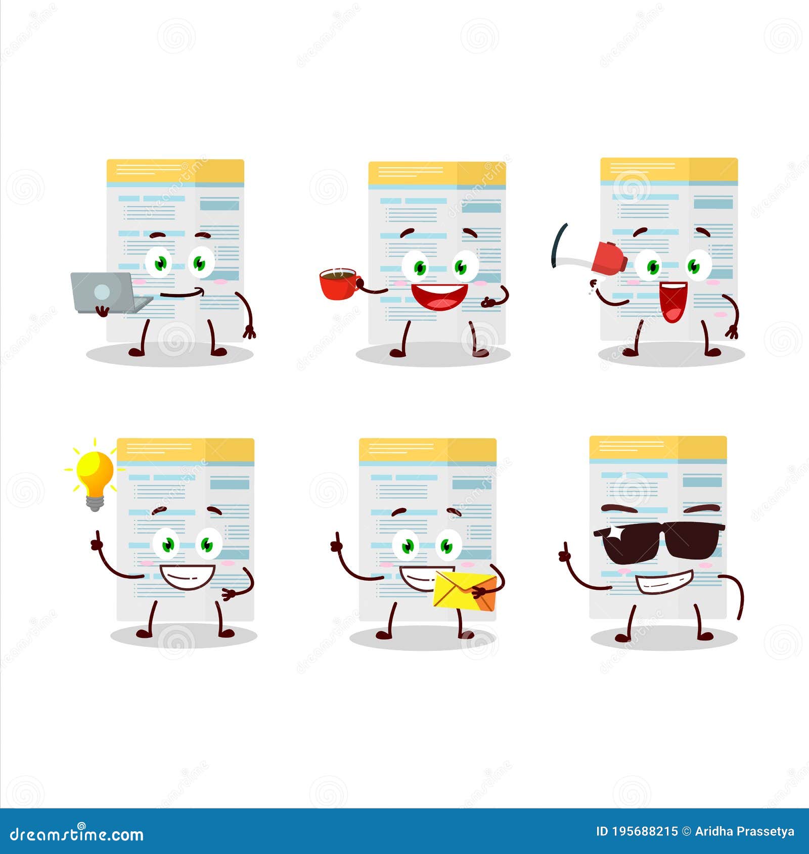 Filling Form Cartoon Character with Various Types of Business Emoticons ...
