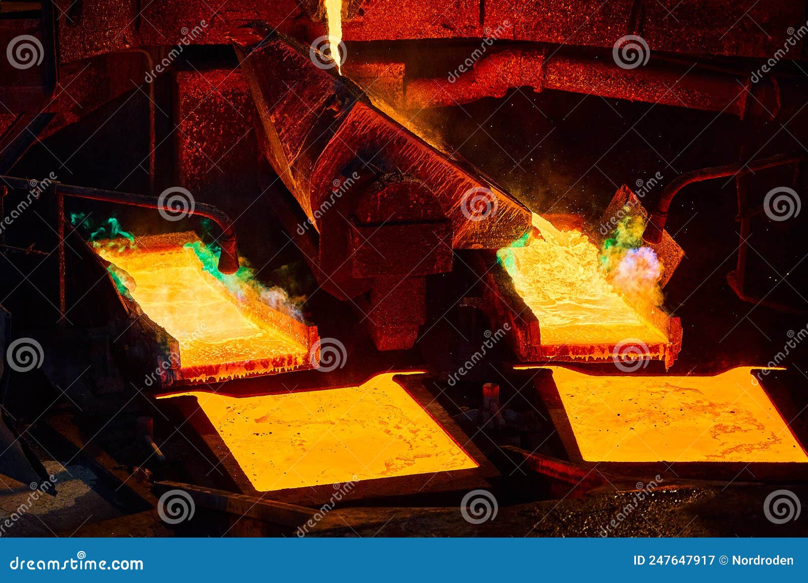 Filling Form with Copper for Anodes on Casting Wheel Stock Image ...