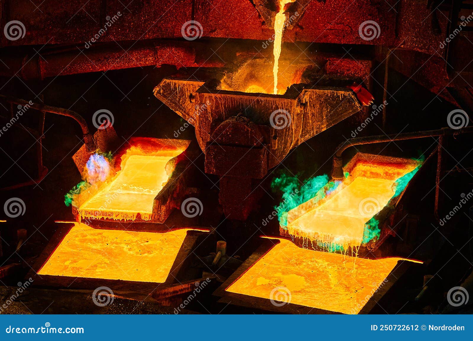Filling Form with Copper for Anodes on Casting Wheel Stock Photo ...