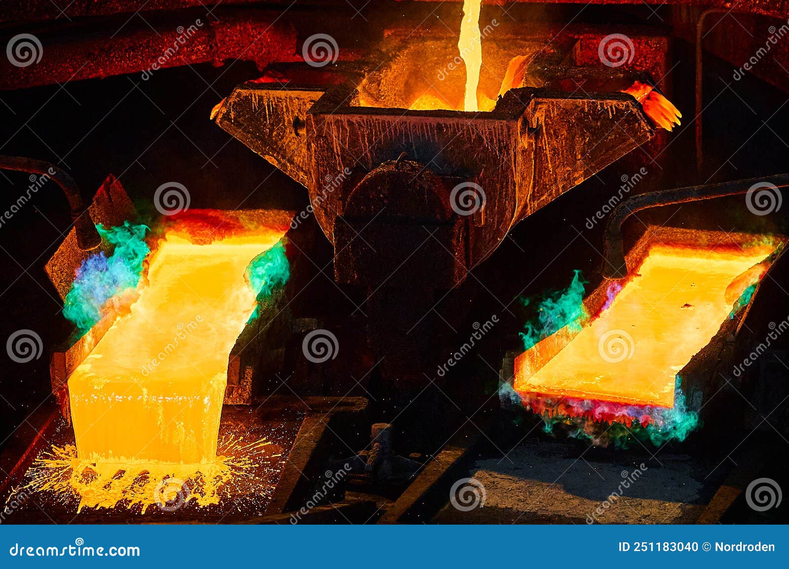 Filling Form with Copper for Anodes on Casting Wheel Stock Photo ...