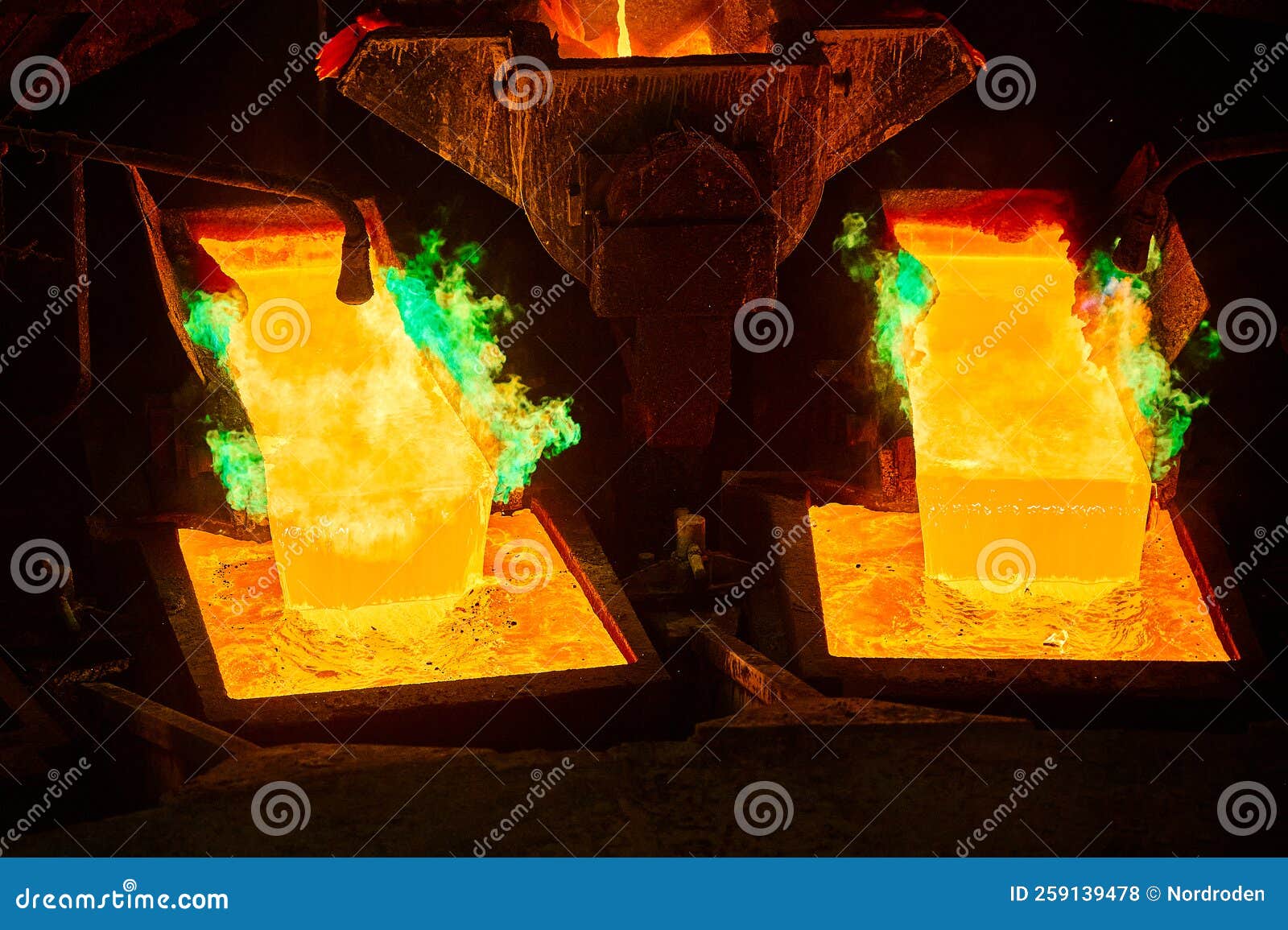 Filling Form with Copper for Anodes on Casting Wheel Stock Photo ...