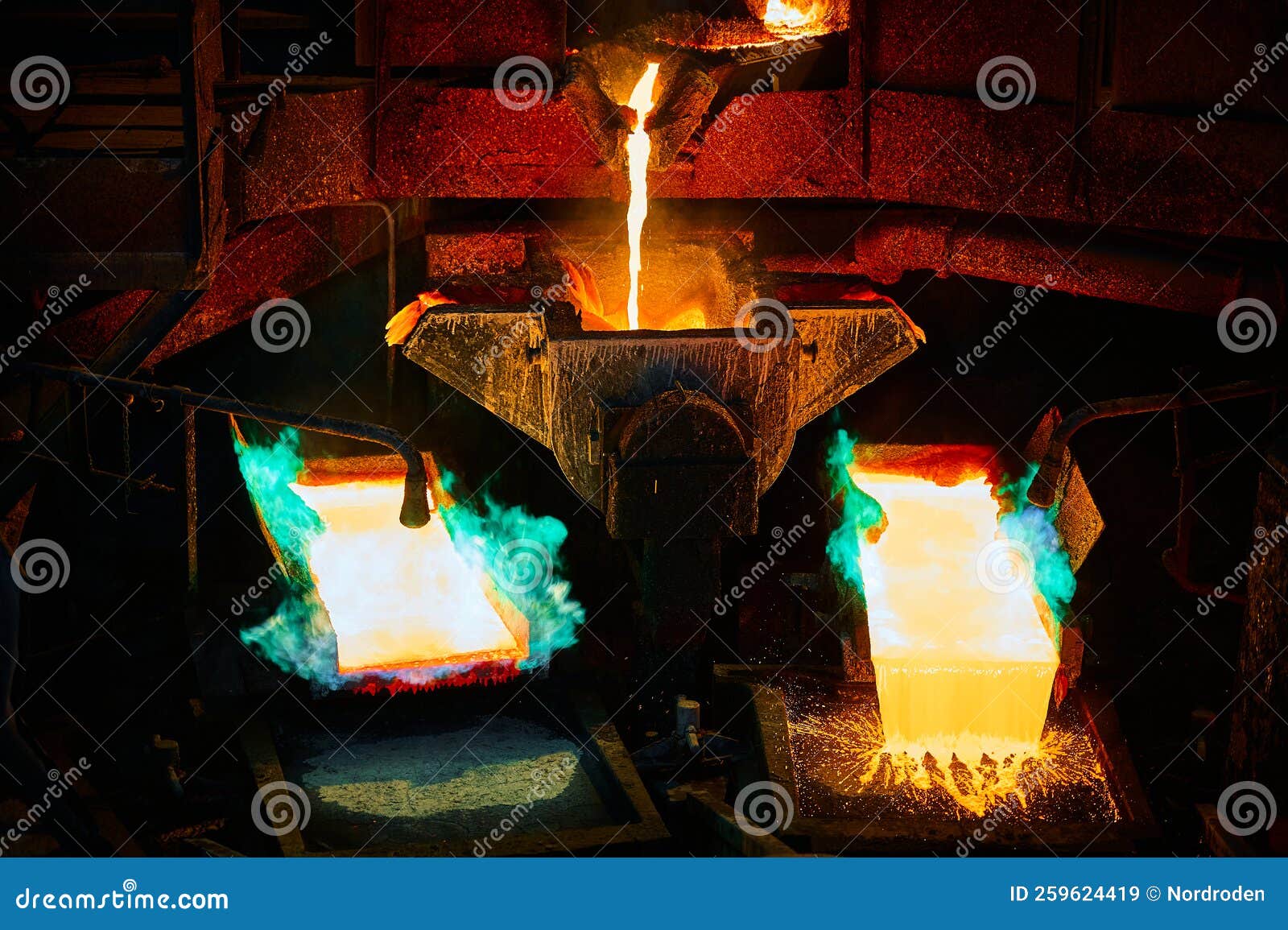 Filling Form with Copper for Anodes on Casting Wheel Stock Image ...