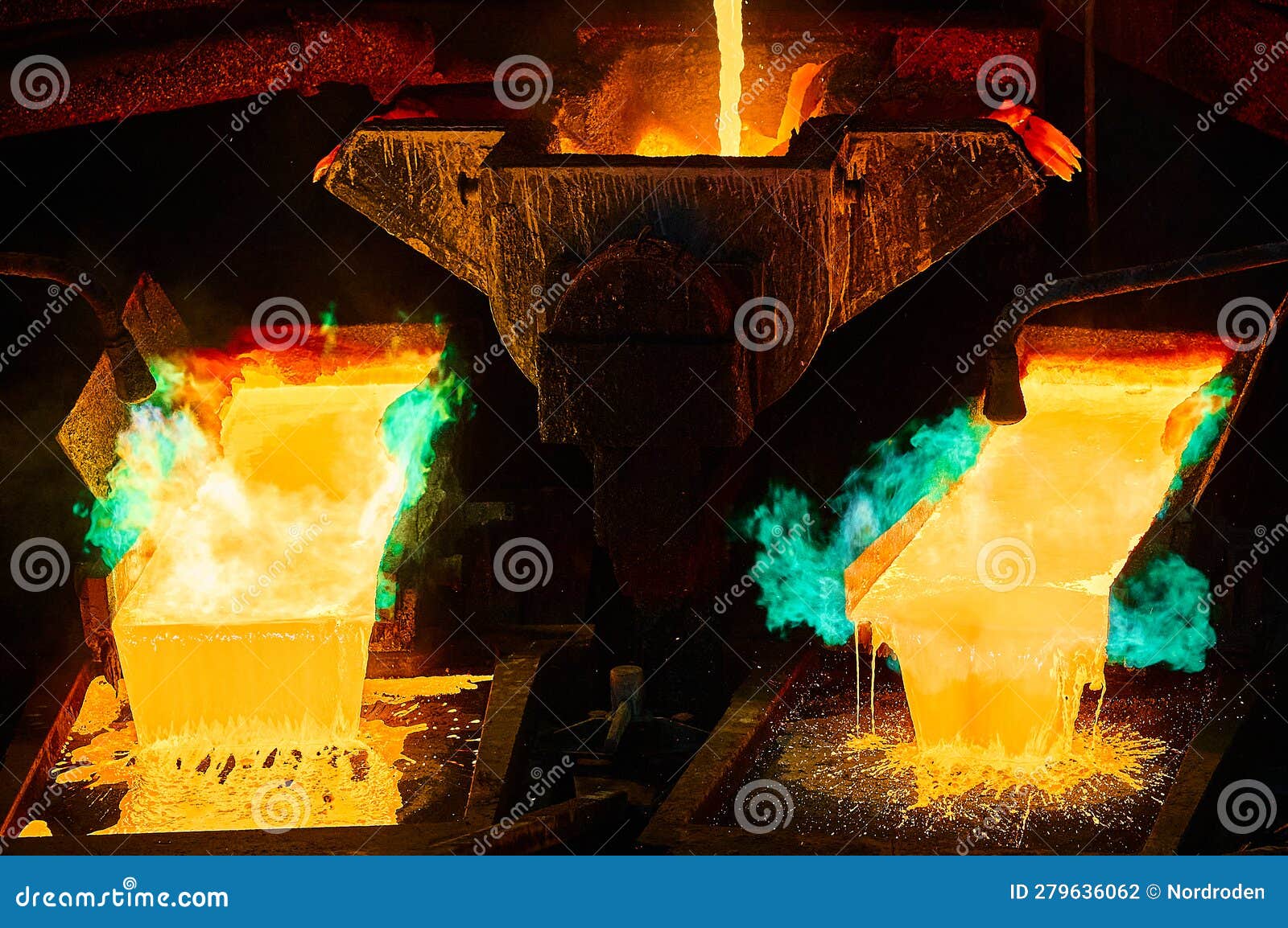Filling Form with Copper for Anodes on Casting Wheel Stock Photo ...