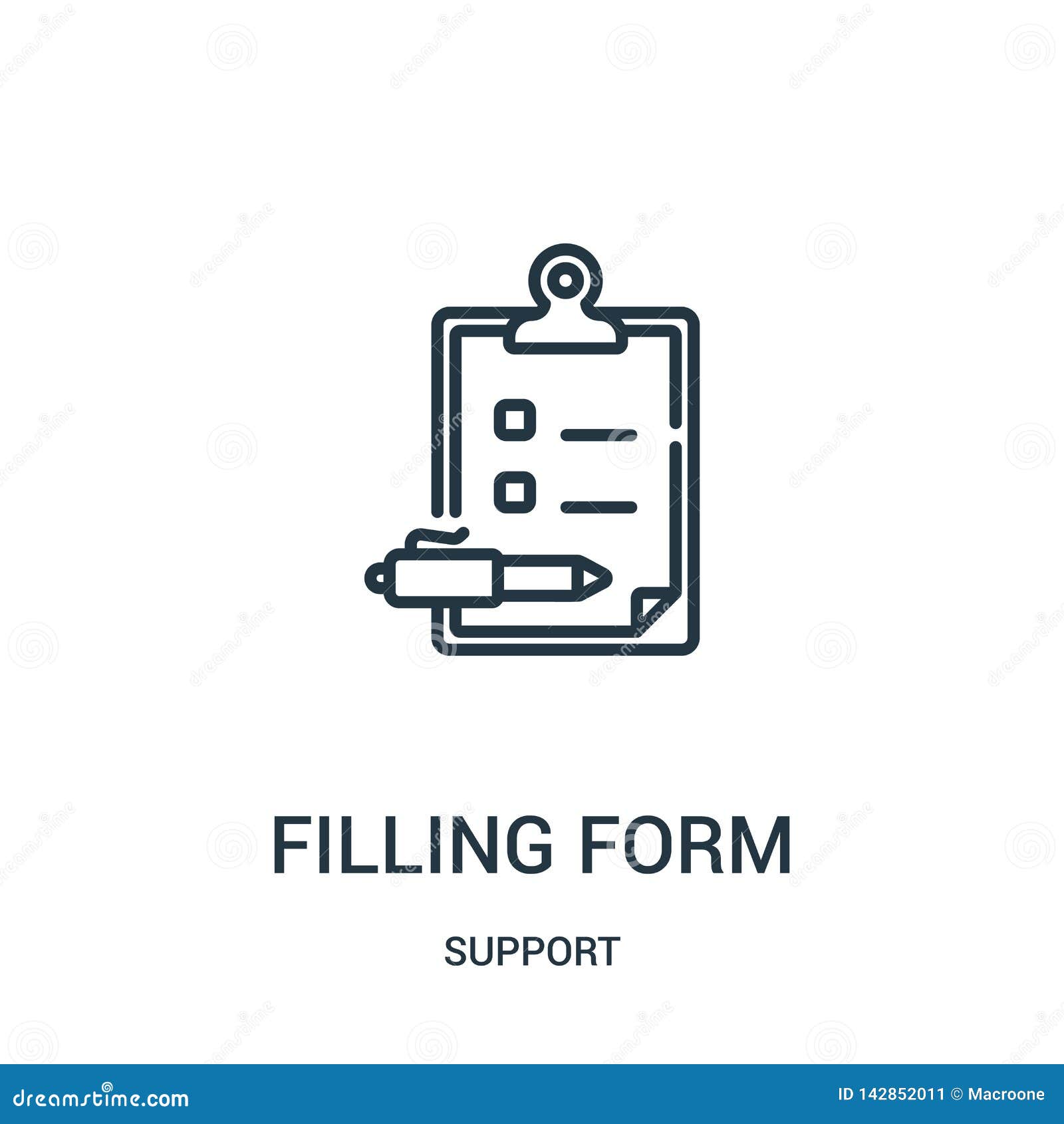 Filling Form Icon Vector from Support Collection. Thin Line Filling ...