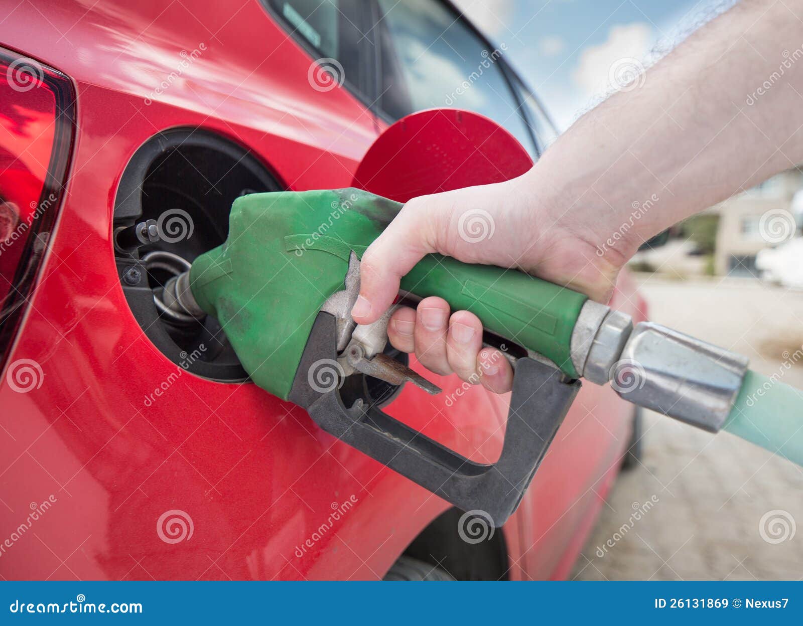 Filling Gas stock image. Image of hand, tank, green, station - 26131869