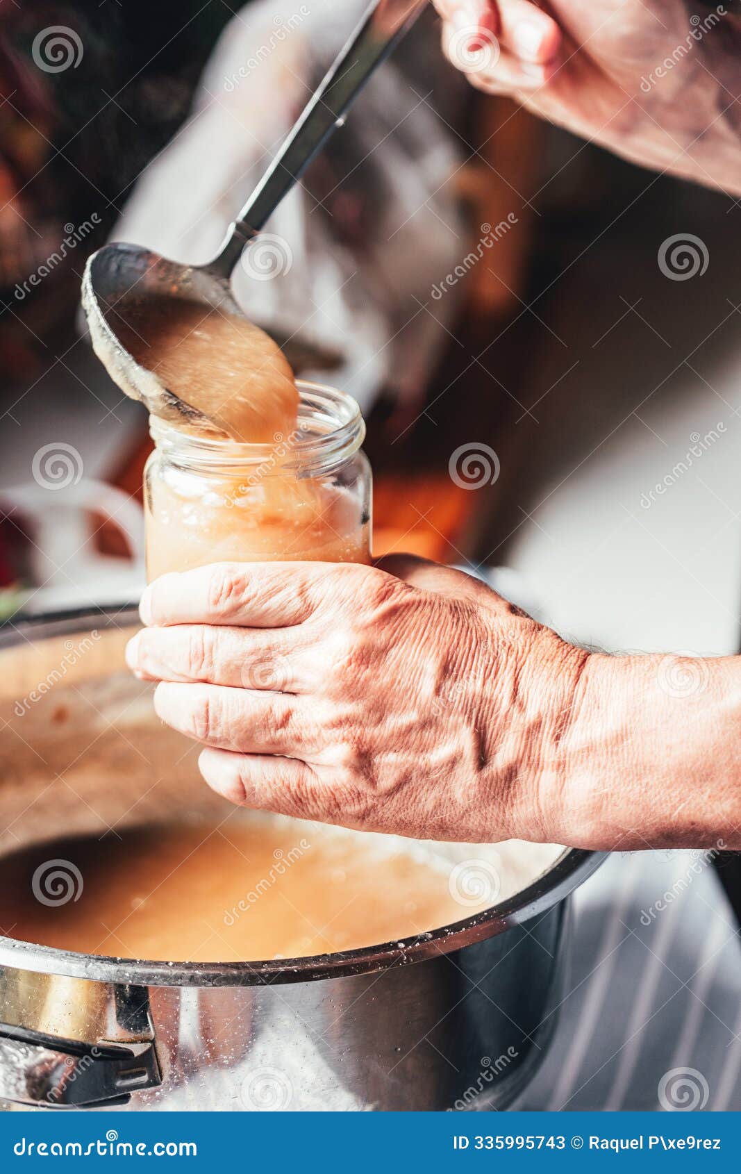 Filling Glass Jars with Homemade Pear Jam Stock Image - Image of ...