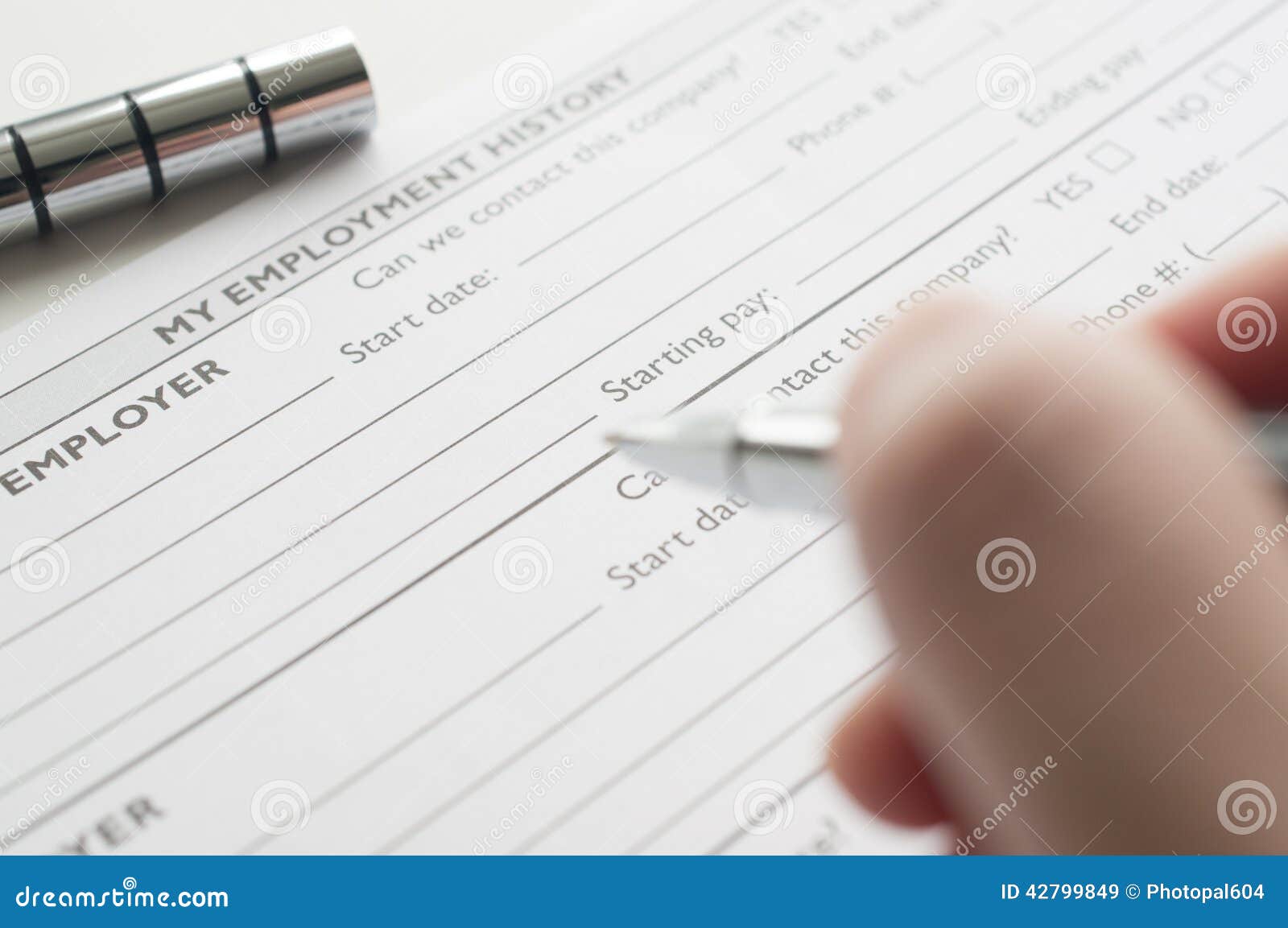 Filling Information about My Employment History Stock Image - Image of ...