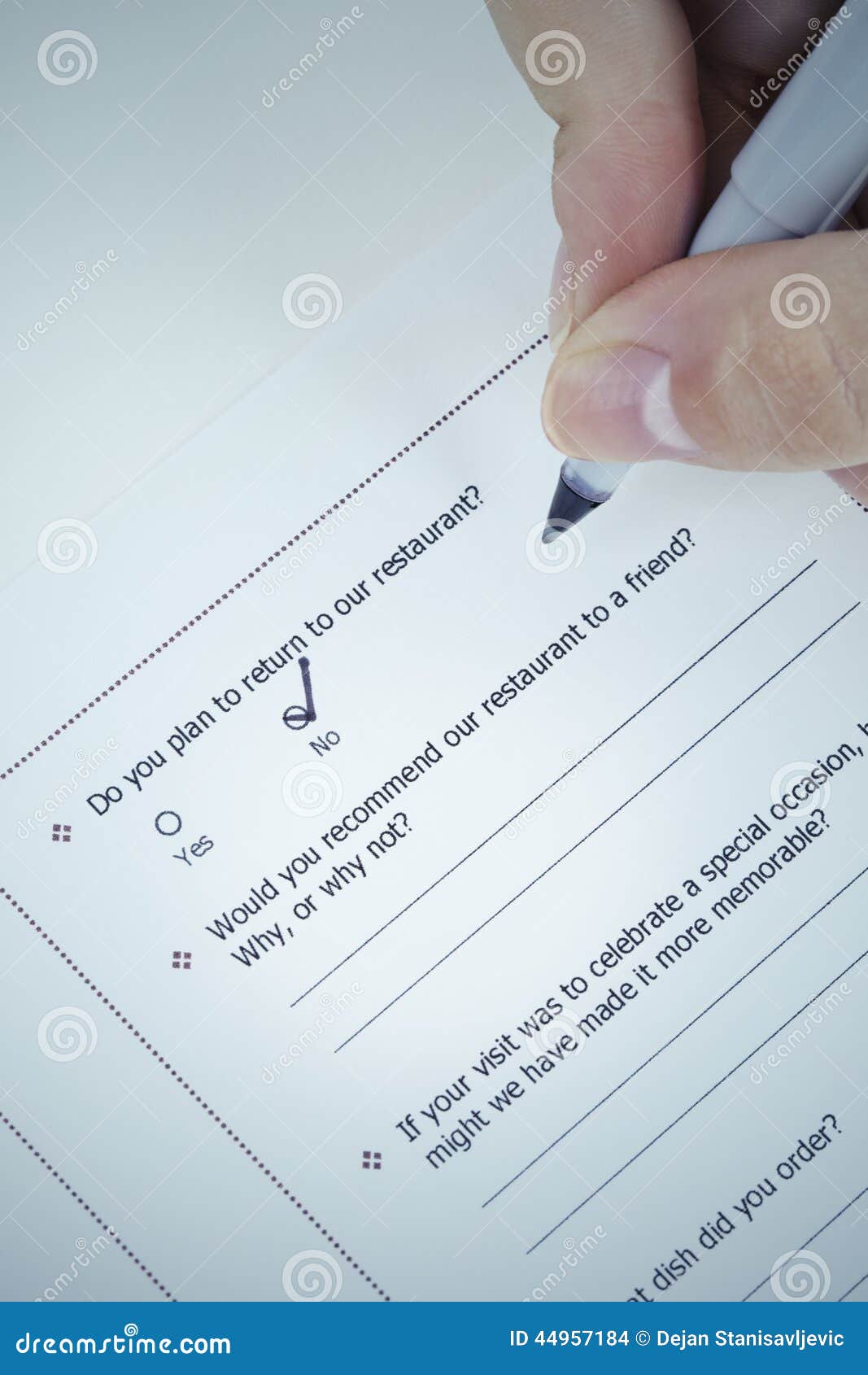 Filling in Negative Customer Satisfaction Survey Stock Photo - Image of ...