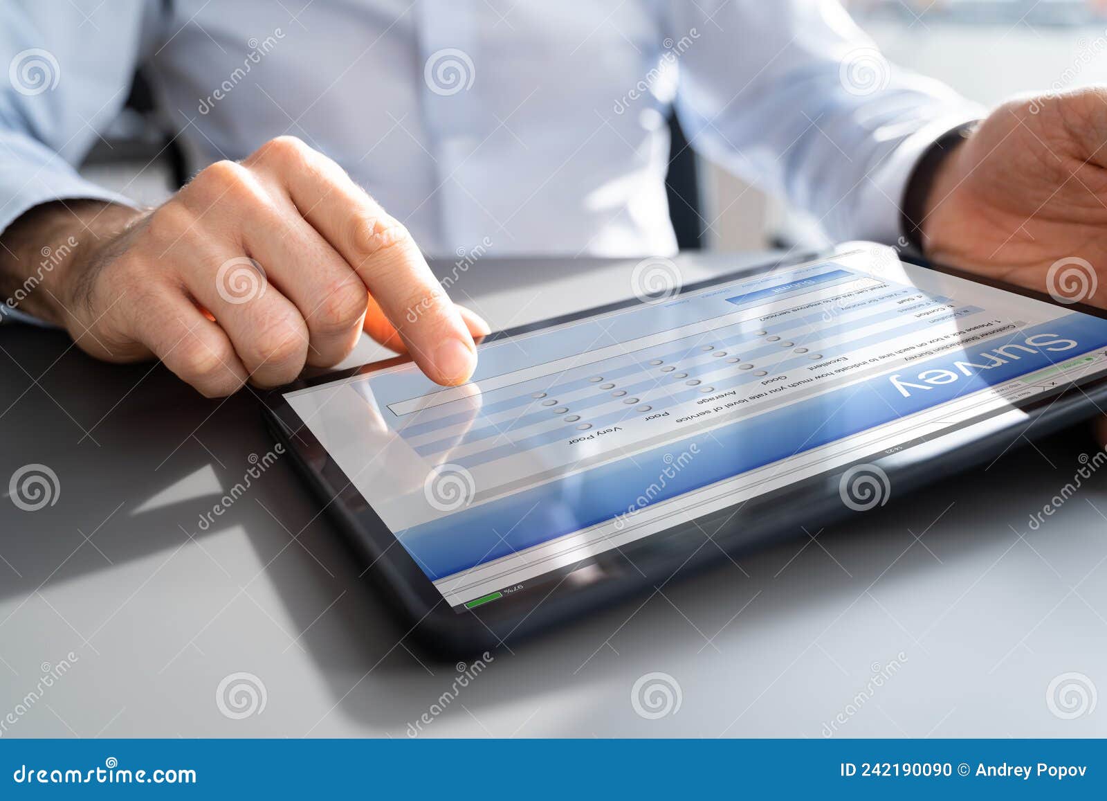 Filling Online Survey Form or Questionnaire Poll Stock Photo - Image of ...