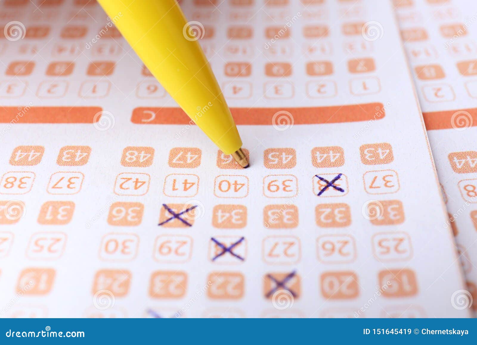 Filling Out Lottery Ticket with Pen Stock Image - Image of color ...
