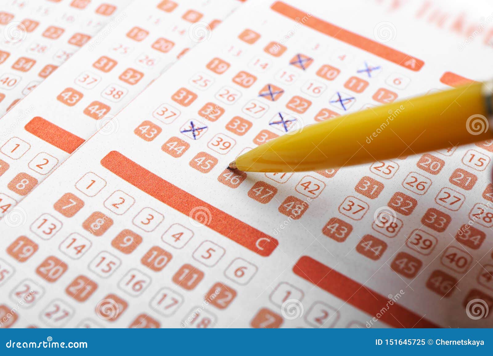 Filling Out Lottery Ticket with Pen, Closeup Stock Image - Image of ...