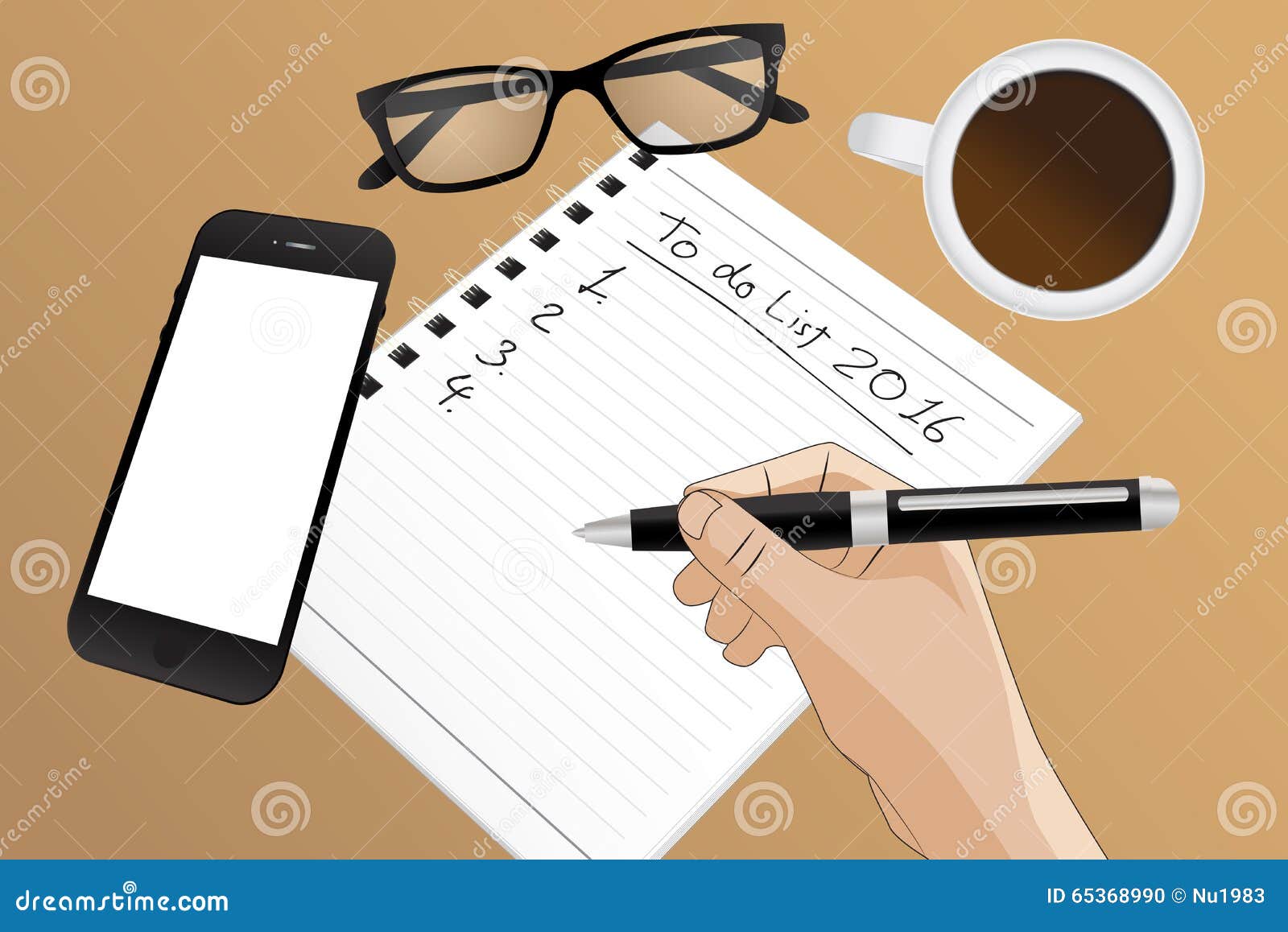 Filling Out a To Do List in 2016 Stock Vector - Illustration of fingers ...