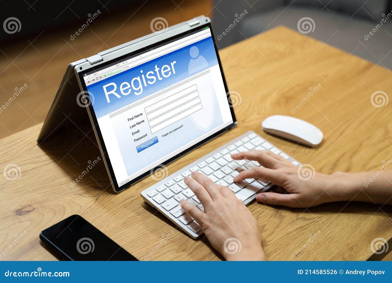 Filling Registration Web Form Stock Photo - Image of convertible ...