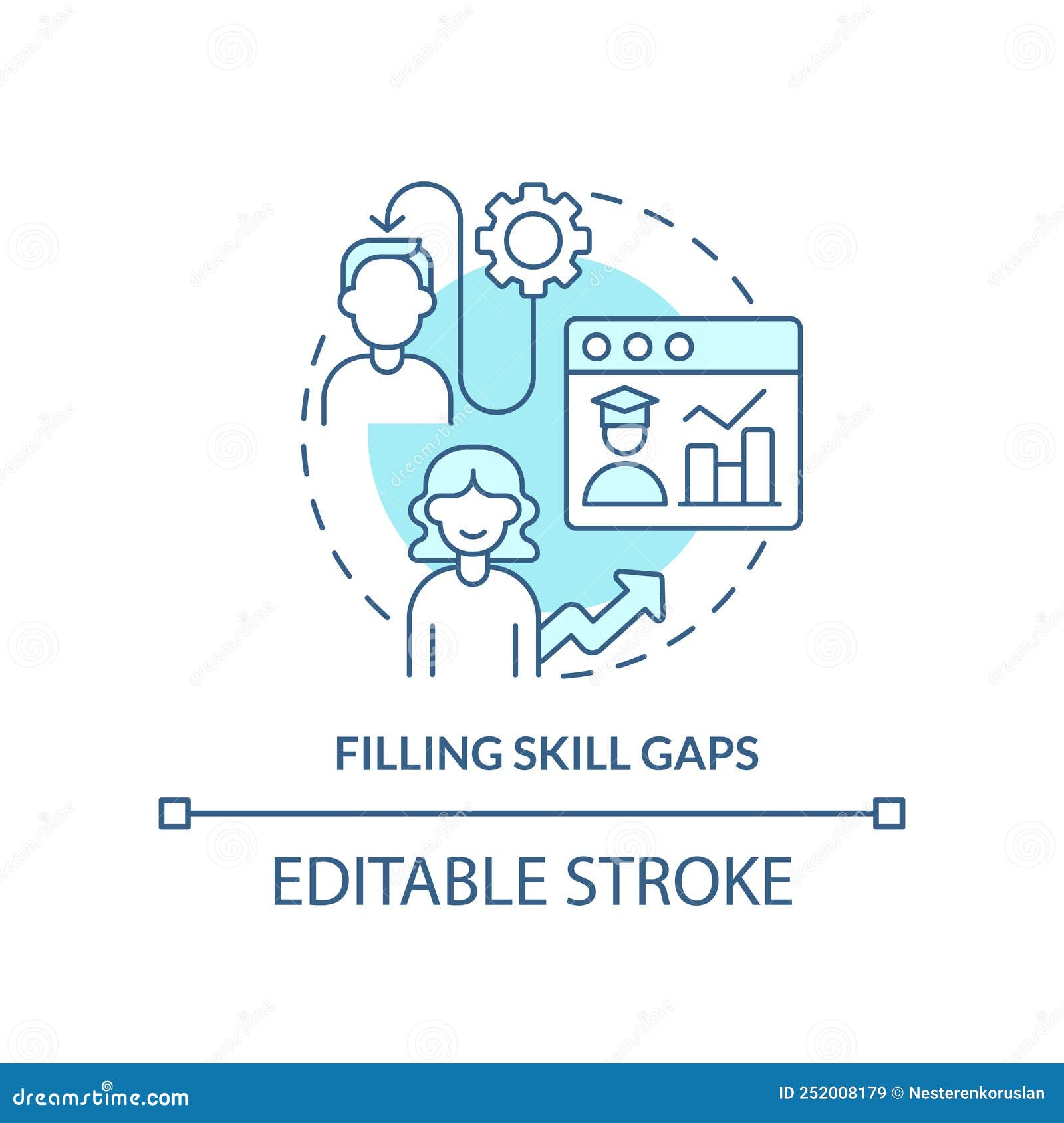 Filling Skill Gaps Blue Gradient Concept Icon Vector Illustration ... Filling Skill Gaps Blue Gradient Concept Icon Vector Illustration ...