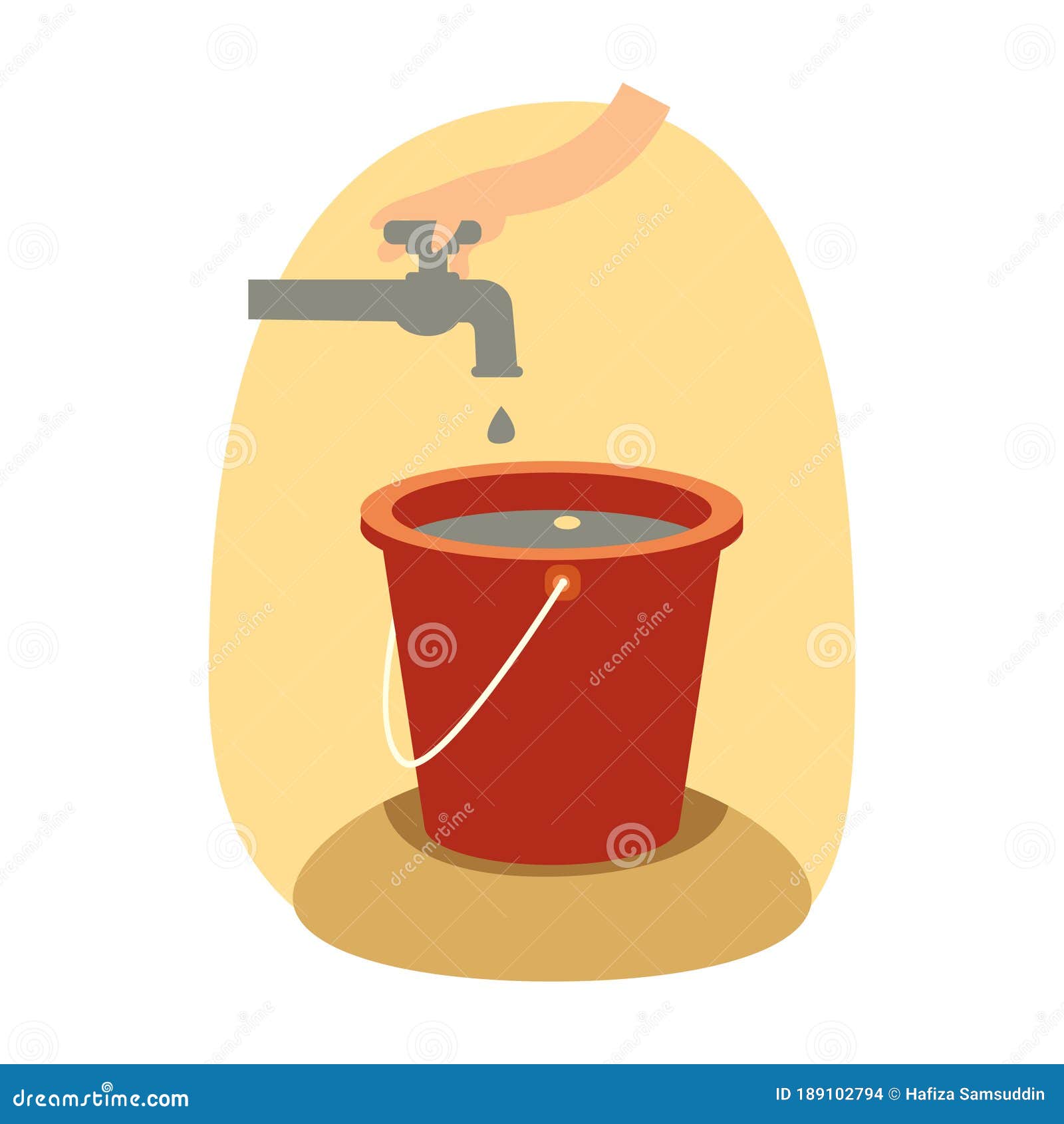 Filling Water in Bucket. Vector Illustration Decorative Design Stock ...