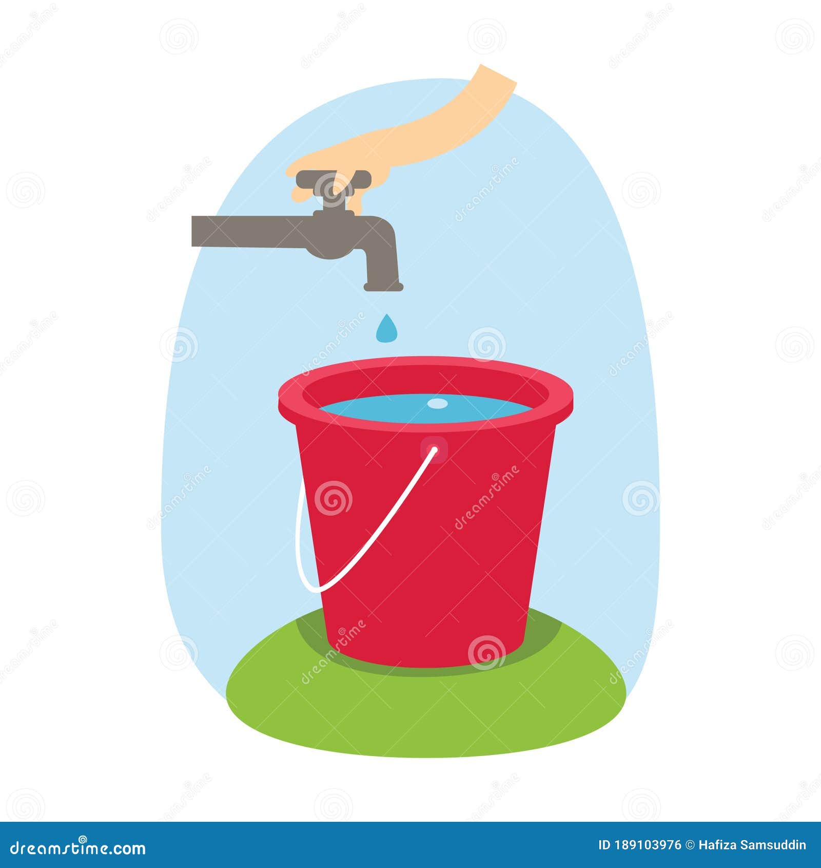 Filling Water in Bucket. Vector Illustration Decorative Design Stock ...