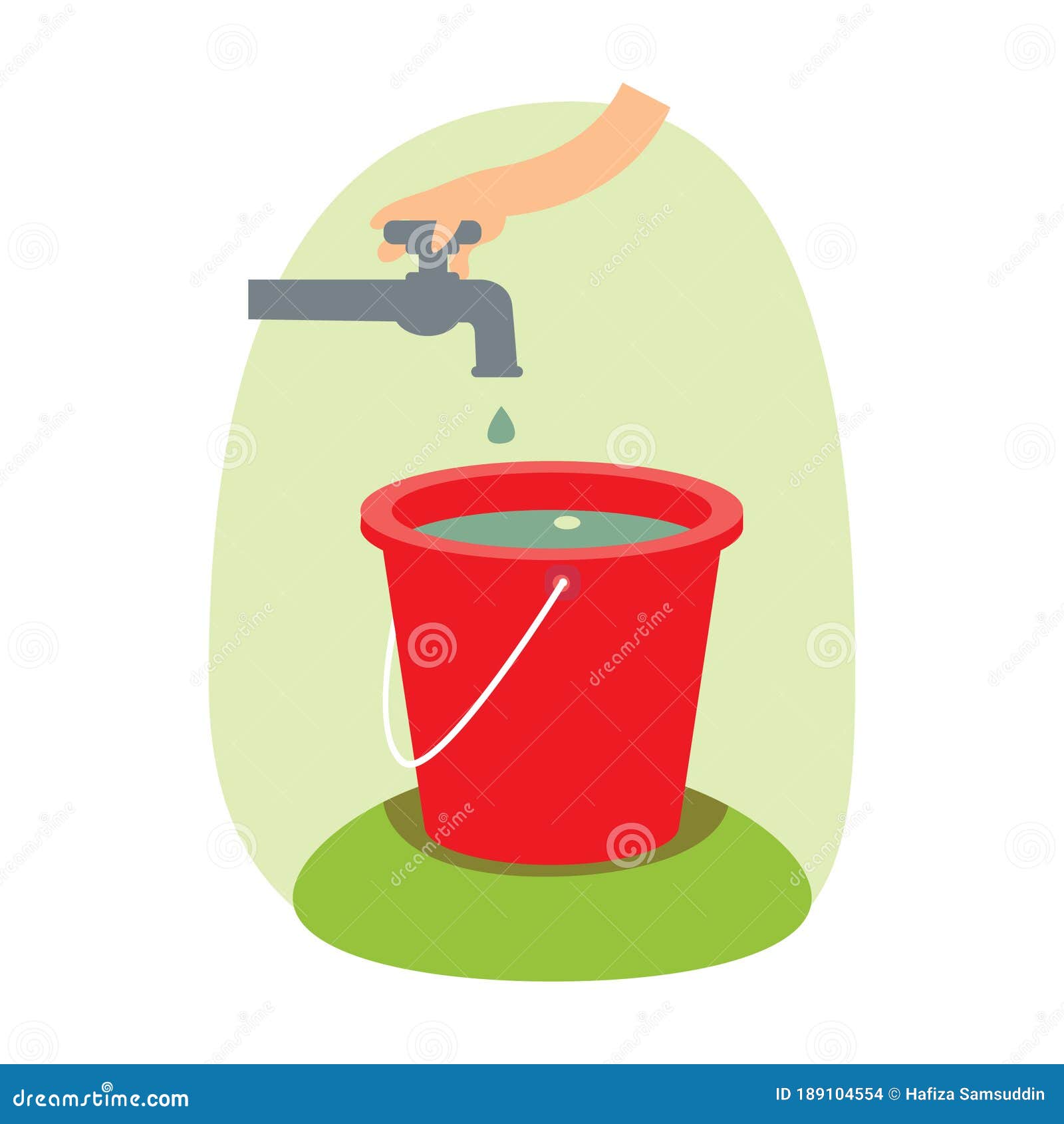 Filling Water in Bucket. Vector Illustration Decorative Design Stock ...
