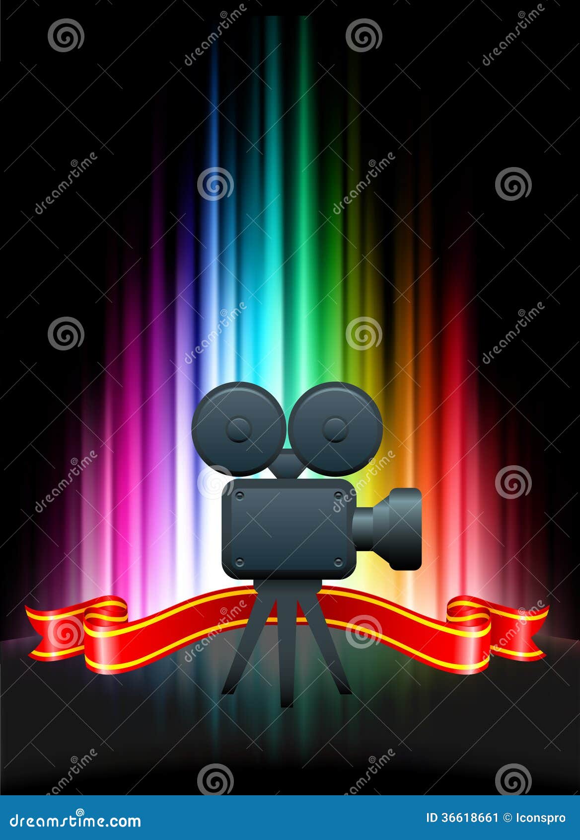 Film Camera on Abstract Spectrum Background Stock Illustration ...