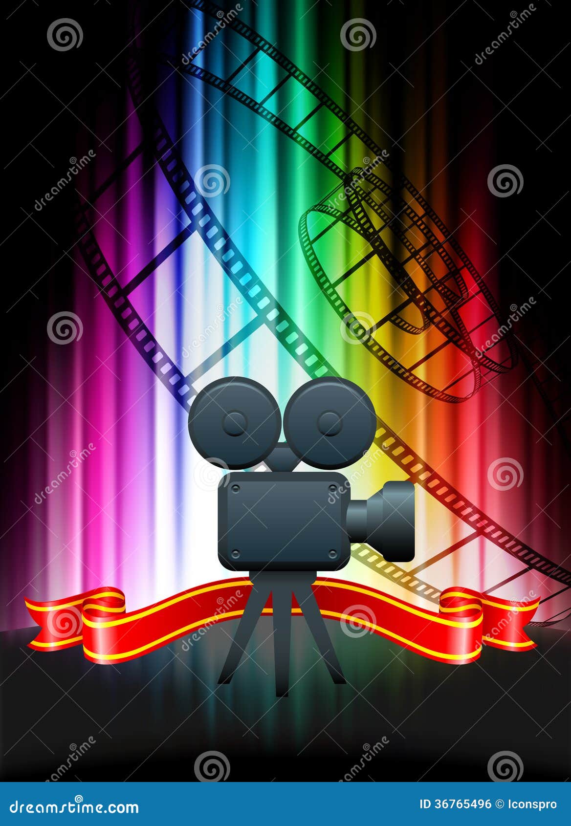 Film Camera on Abstract Spectrum Background Stock Illustration ...