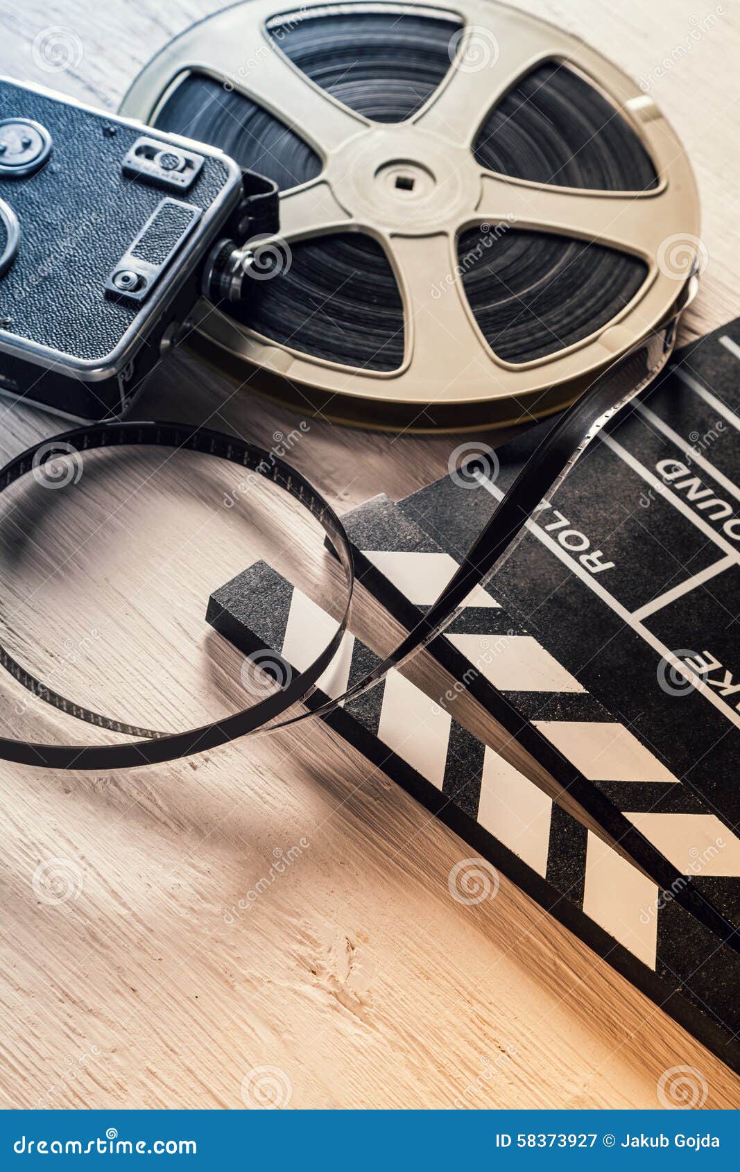 Film Camera Chalkboard and Roll Stock Image - Image of production ...