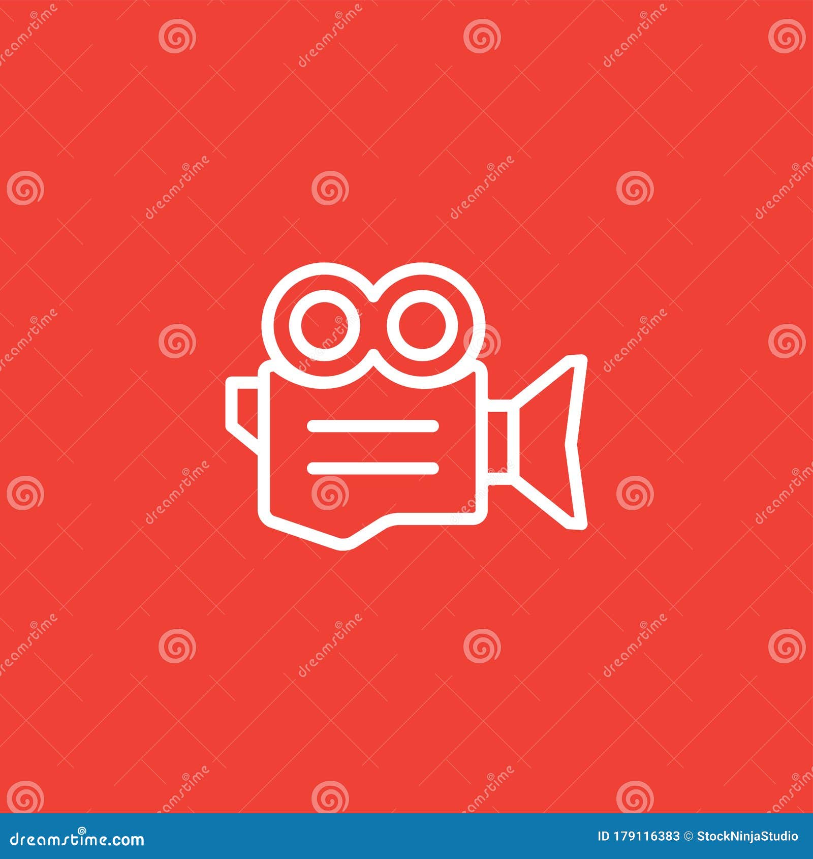 Film Camera Line Icon on Red Background. Red Flat Style Vector ... Film Camera Line Icon on Red Background. Red Flat Style Vector ...