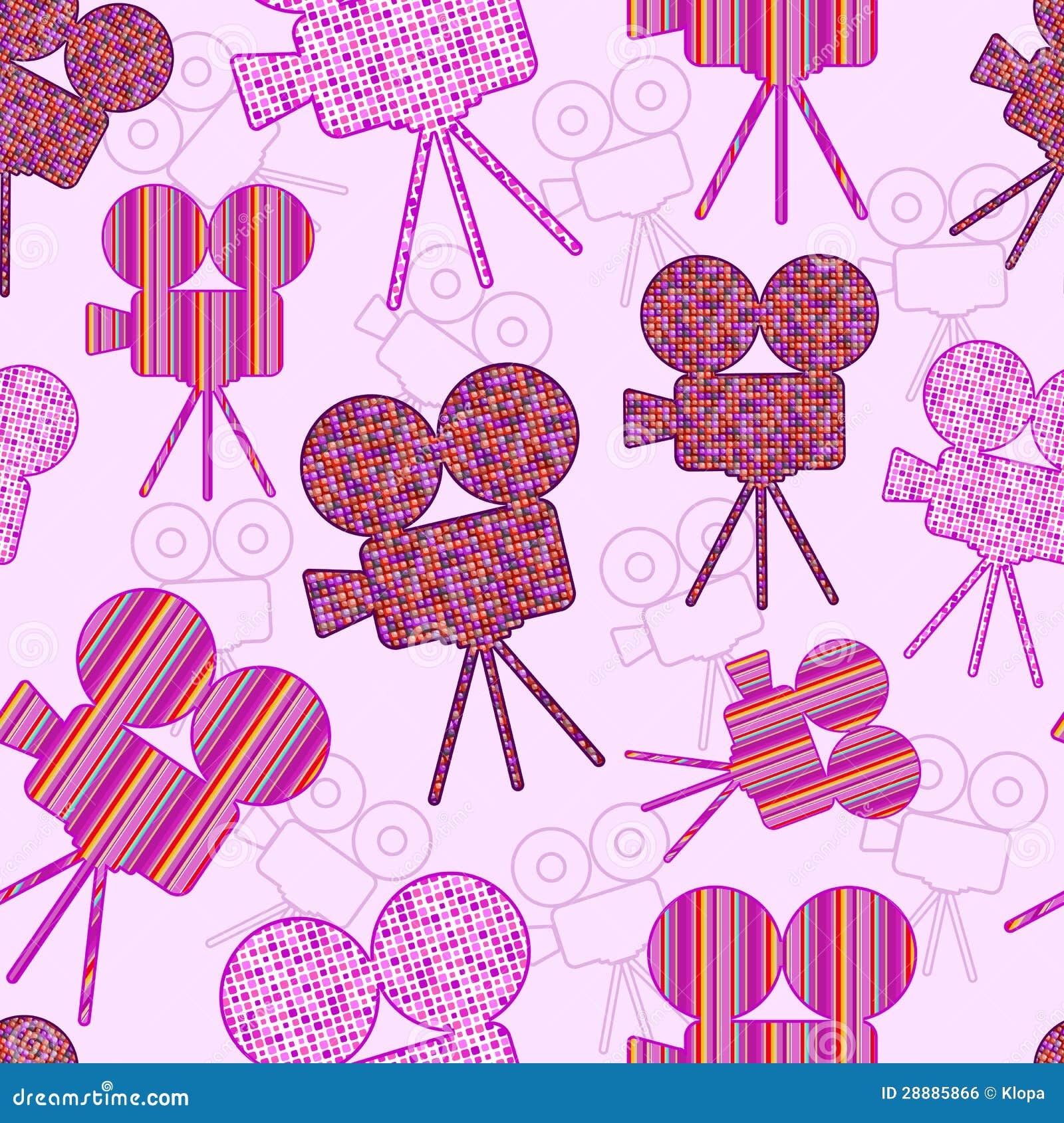 Film Camera Seamless Pattern Stock Illustration - Illustration of movie ...