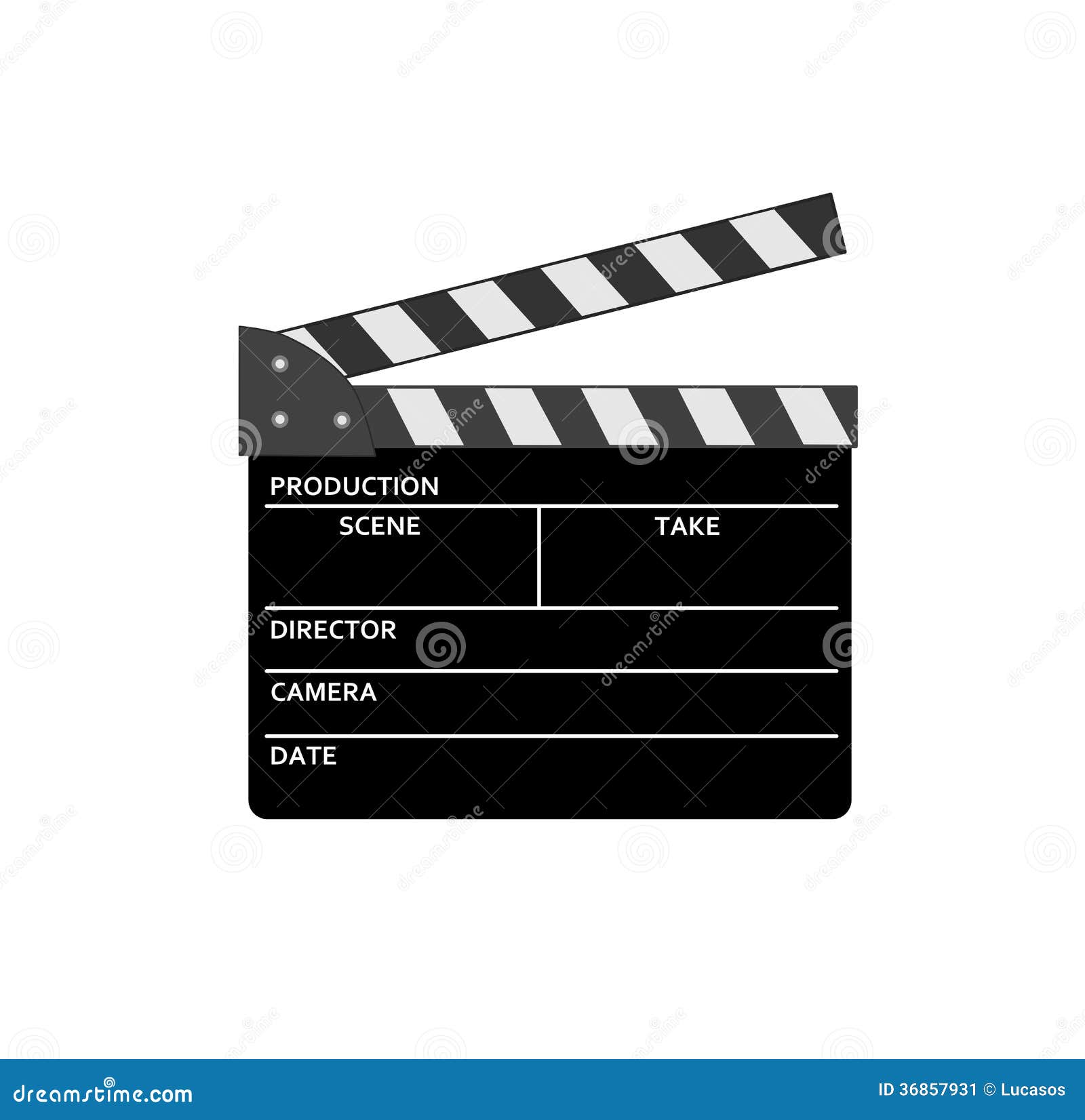 Film Clap Board Cinema Sign. Black Icon On White Popart Splash At Green ...