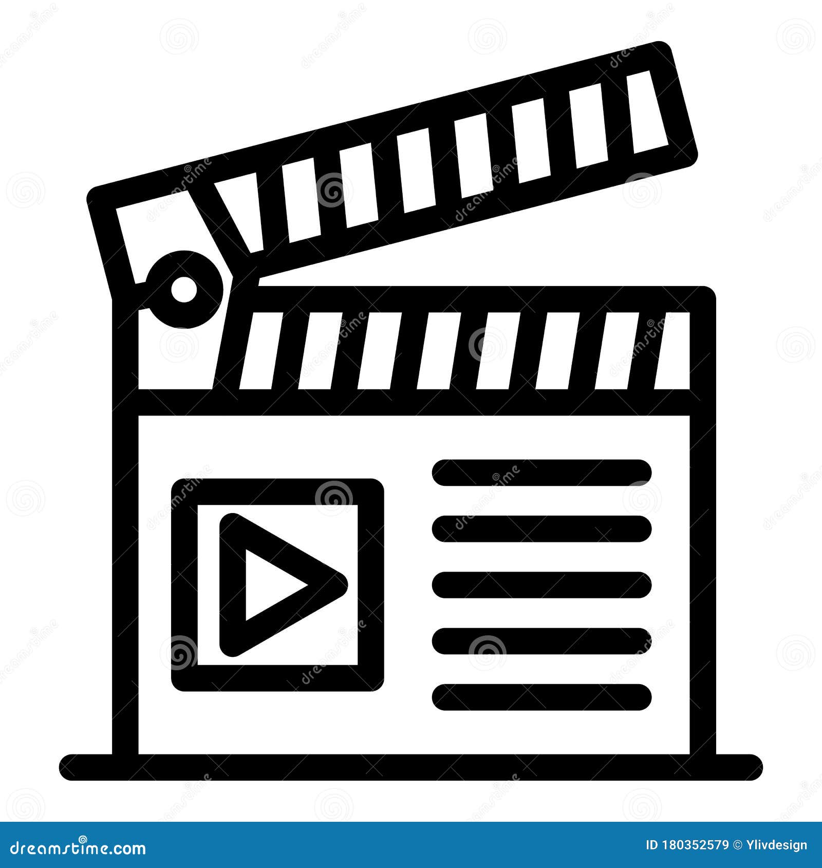 Film Clapper Icon, Outline Style Stock Vector - Illustration of black ...