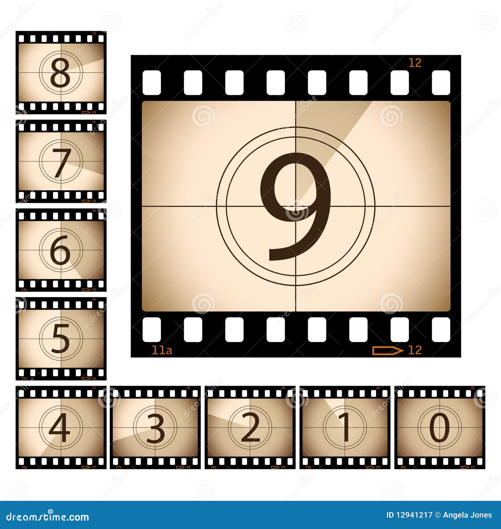 Film Countdown Frame With Number Four And Red Marker In Flat Vector ...