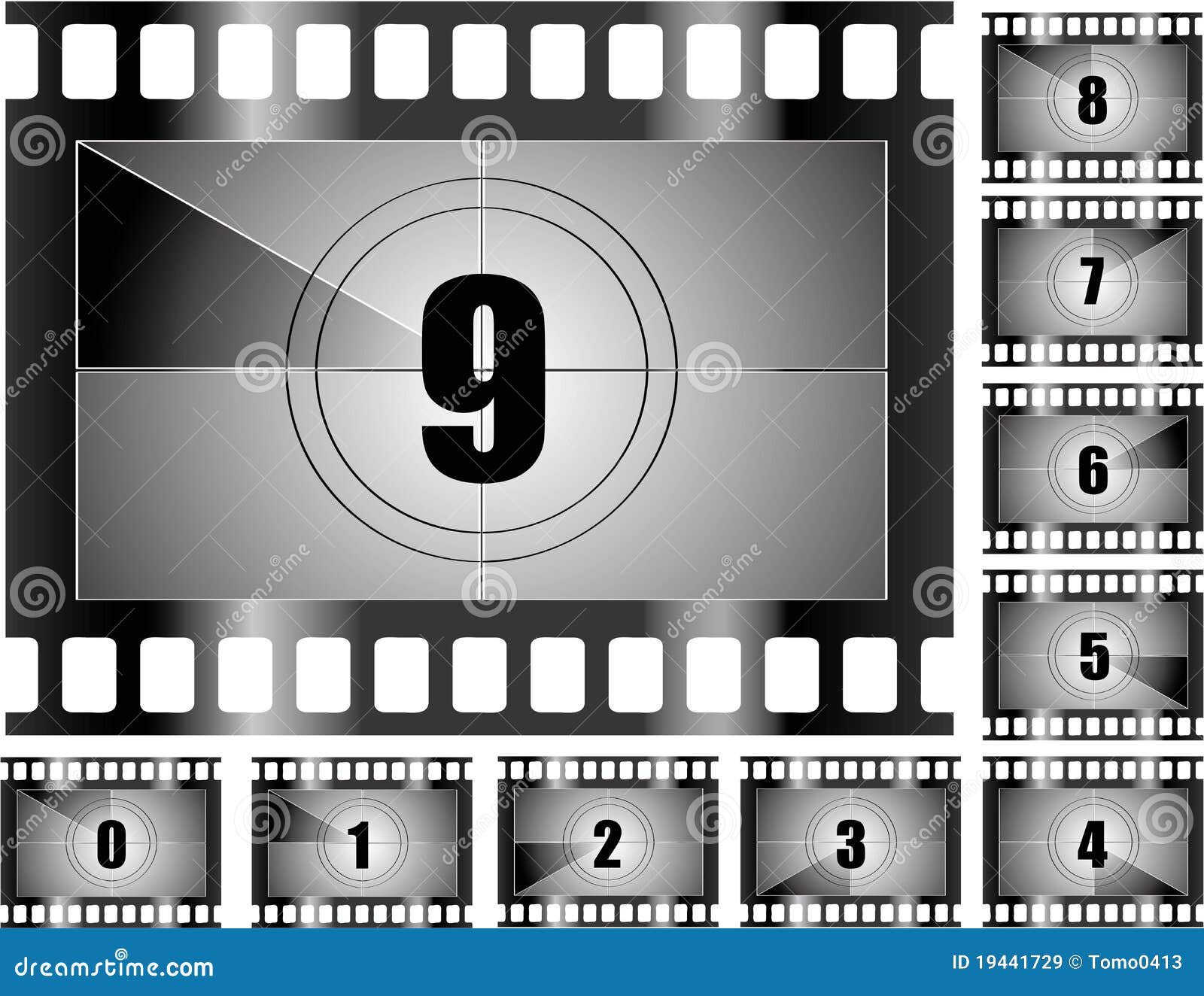 Film countdown stock vector. Illustration of film, filmstrip - 19441729