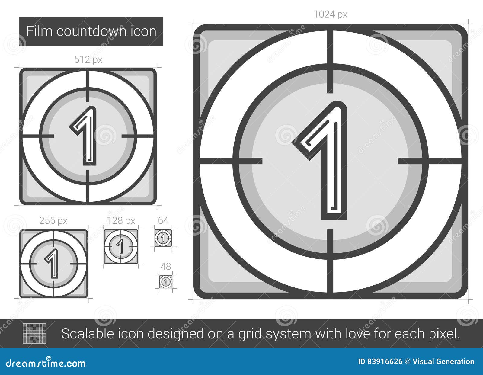 Film countdown line icon. stock vector. Illustration of design - 83916626