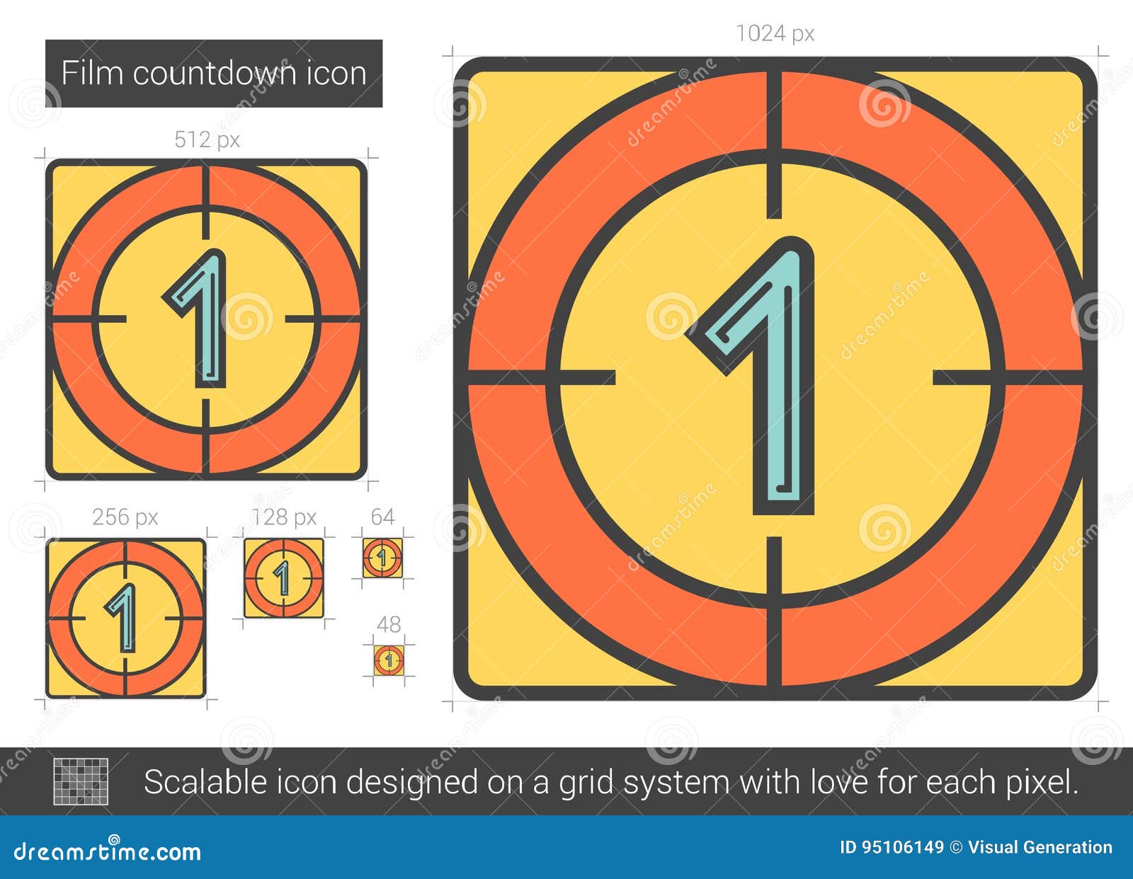 Film countdown line icon. stock vector. Illustration of counting - 95106149