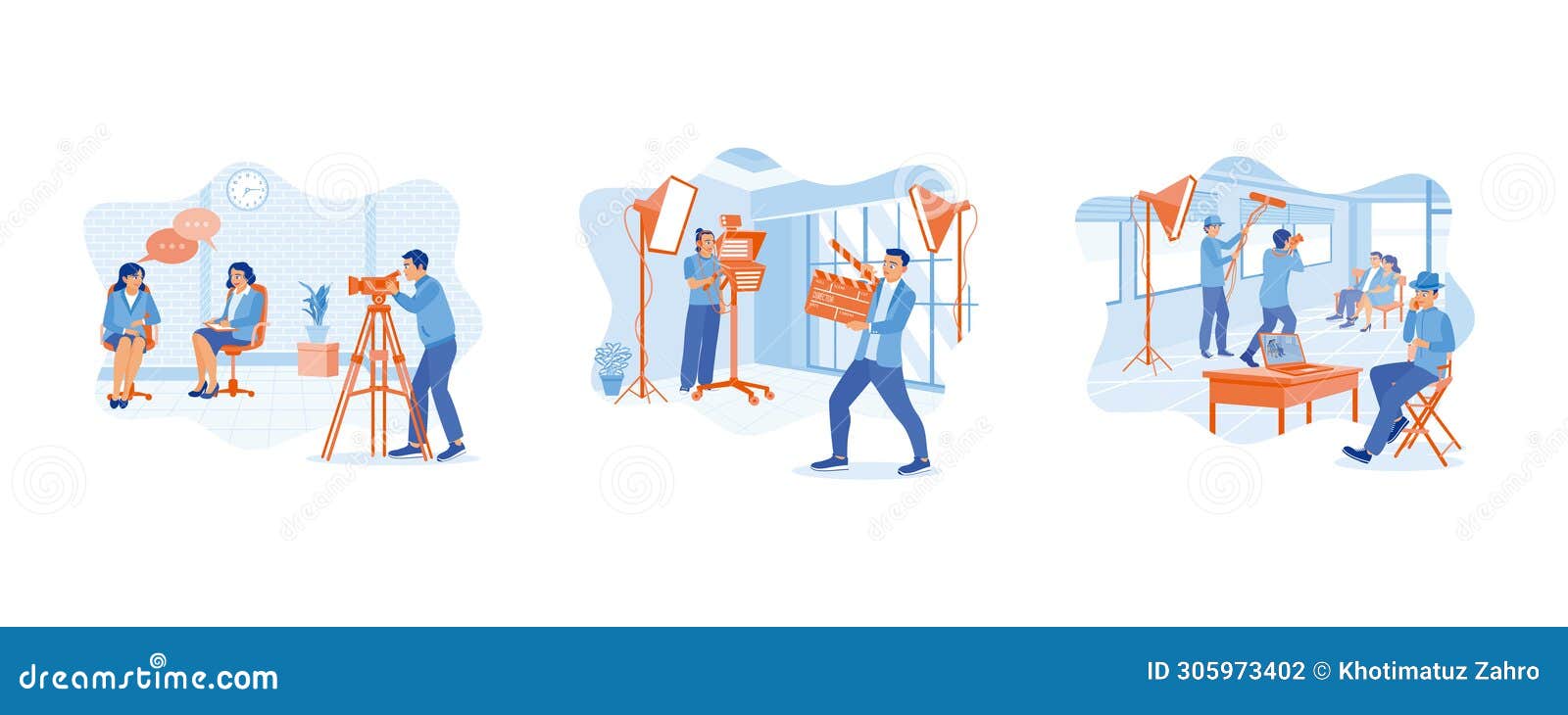 The Film Crew Team Is Filming In The Studio. Behind The Scenes Of The ...