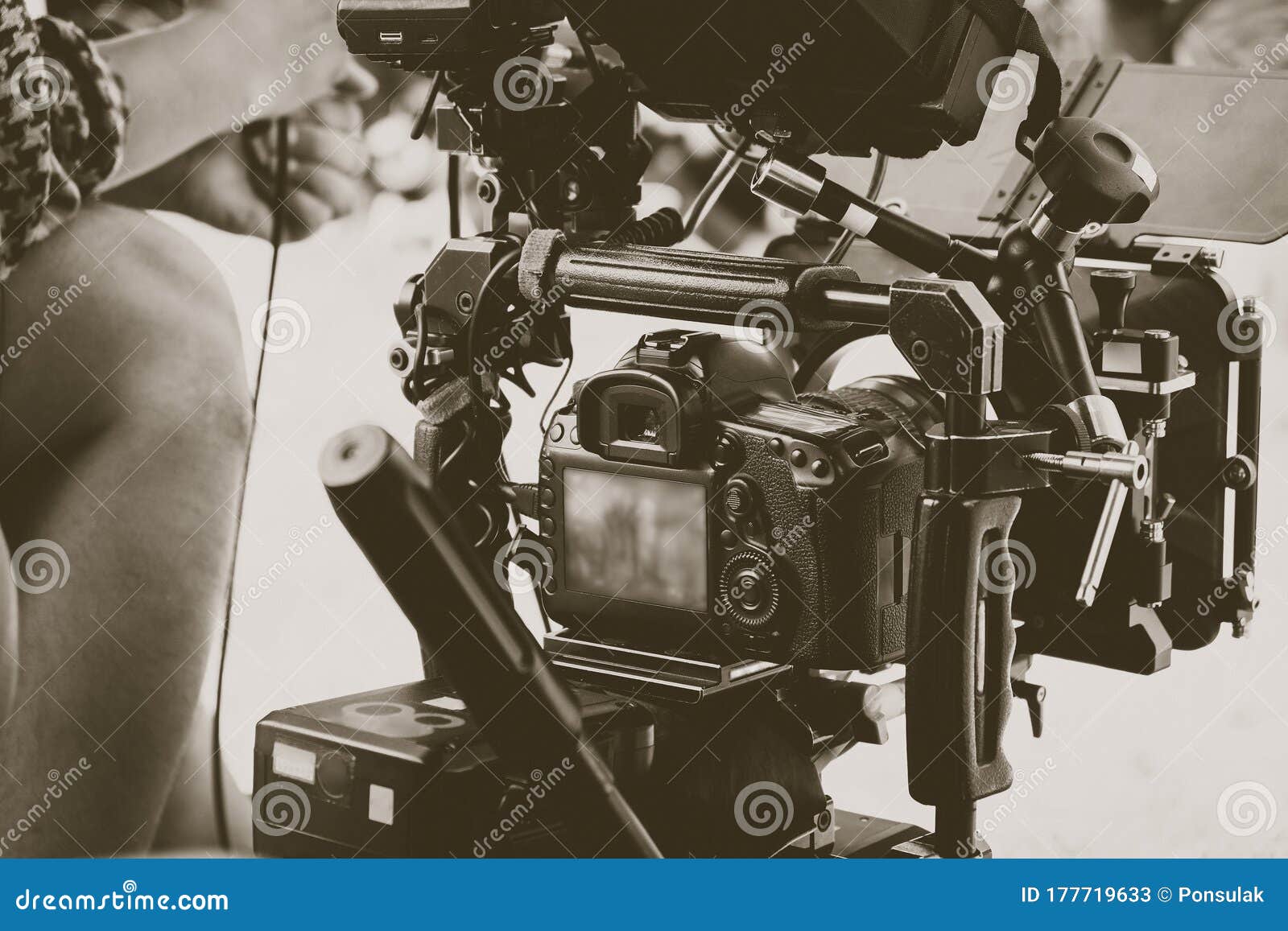 Filming with Professional Camera Background Stock Image - Image of ...