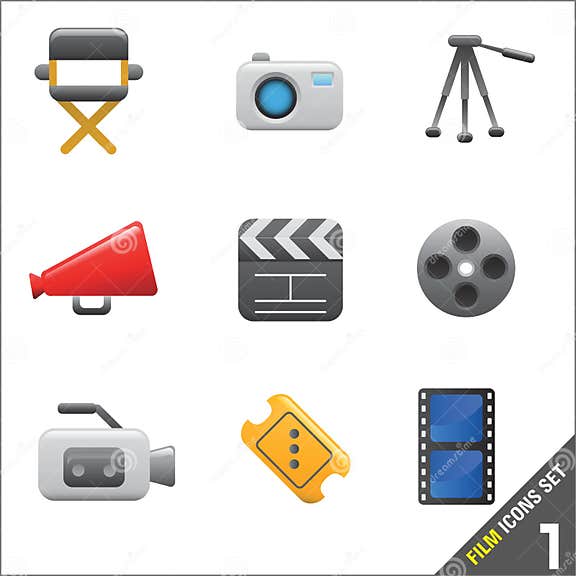Film and Media Icon Vector 1 Stock Vector - Illustration of clapboard ...