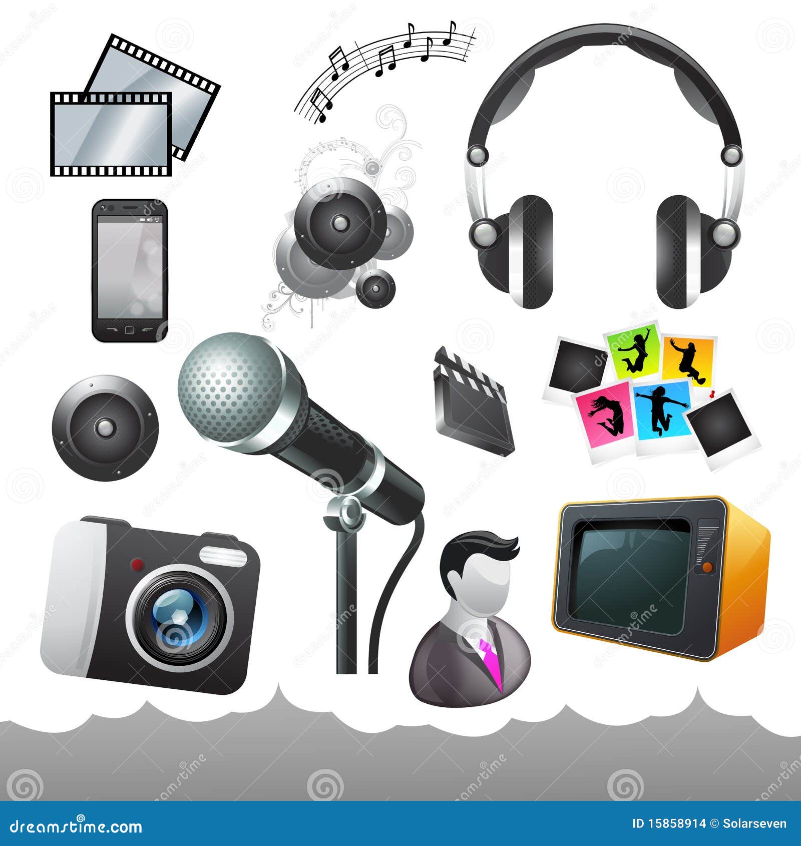 Film and Media Icons and Elements Stock Vector - Illustration of flim ...