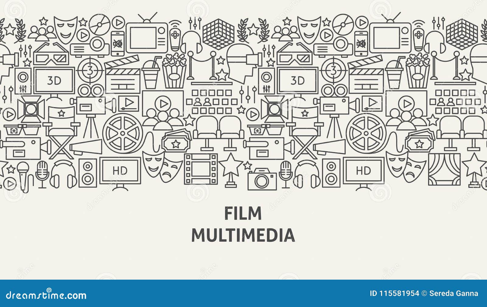 Film Multimedia Banner Concept Stock Vector - Illustration of line ...