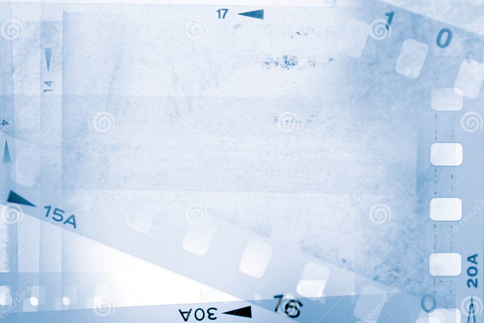 Film Negatives Blue Background Stock Photo - Image of movie, strip ...