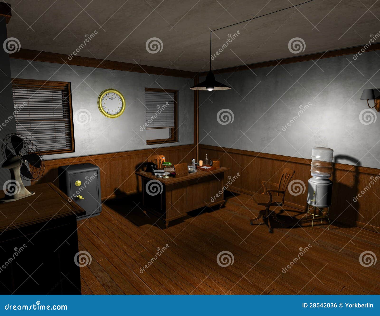 Detective Office Interior With Investigation Board. Vector Illustration ...