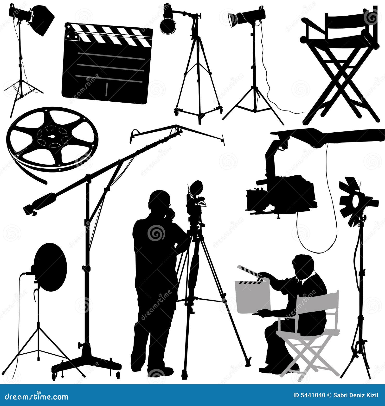 Film objects and cameraman stock illustration. Illustration of ...