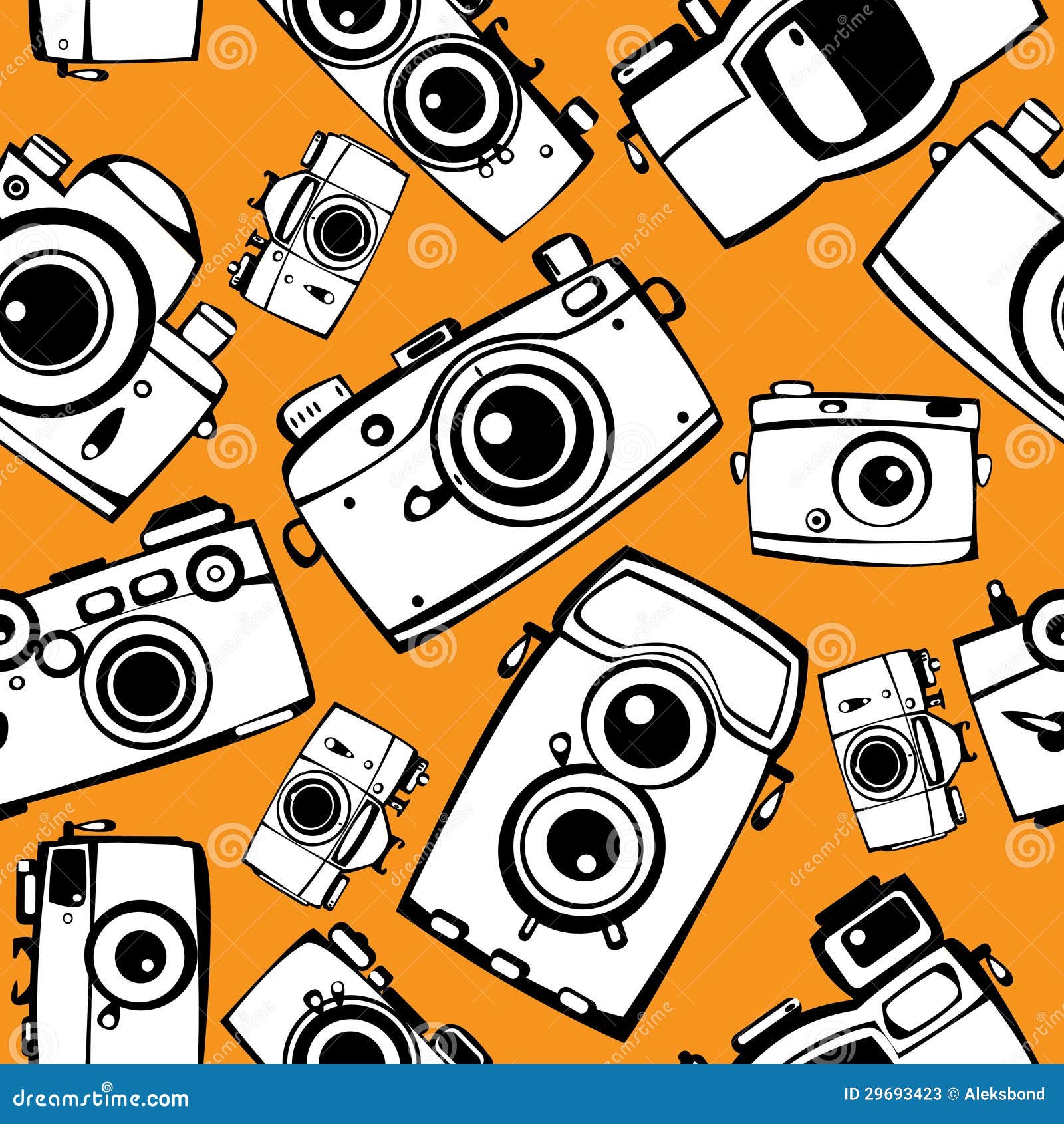 Film Photo Cameras Seamless Pattern Stock Vector - Illustration of ...