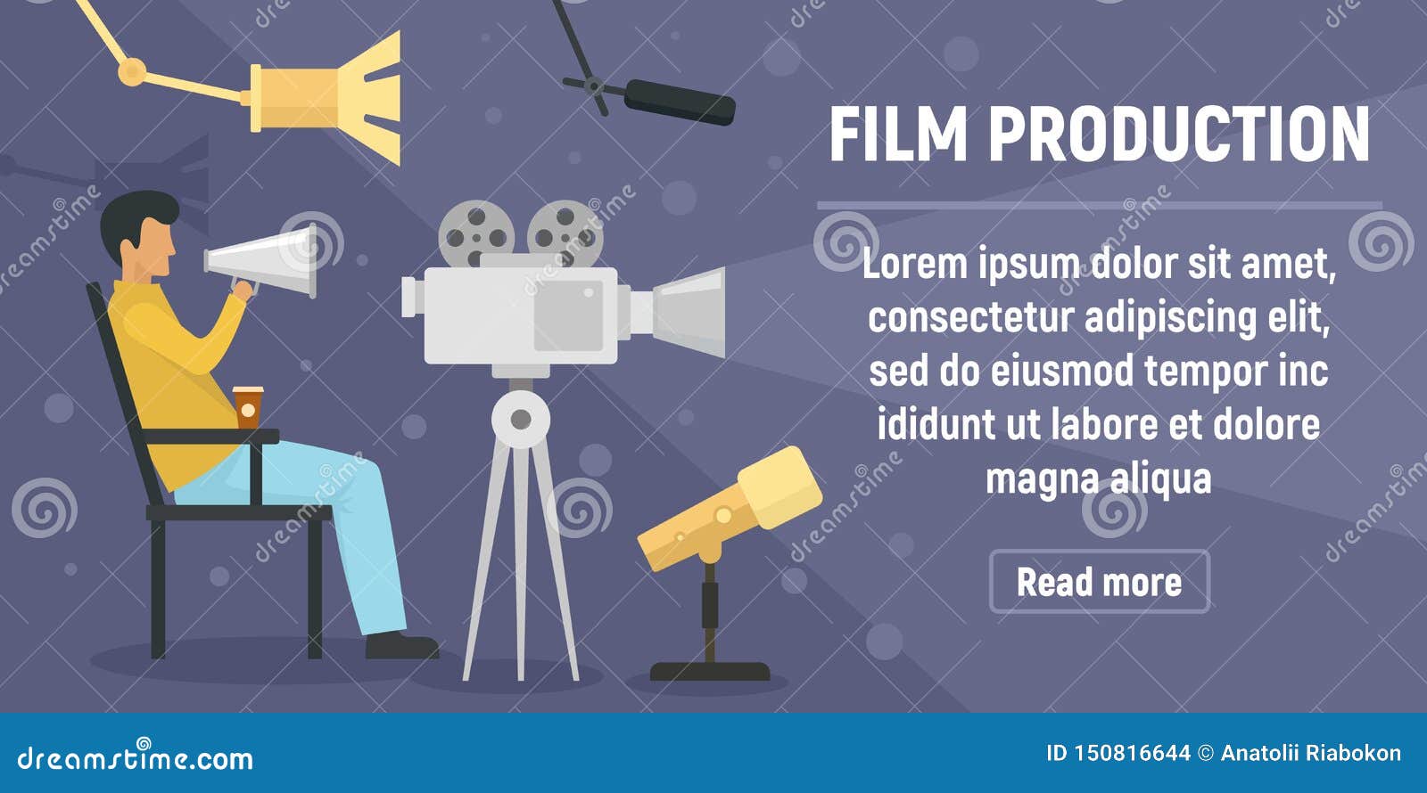 Film Production Concept Banner, Flat Style Stock Vector - Illustration ...