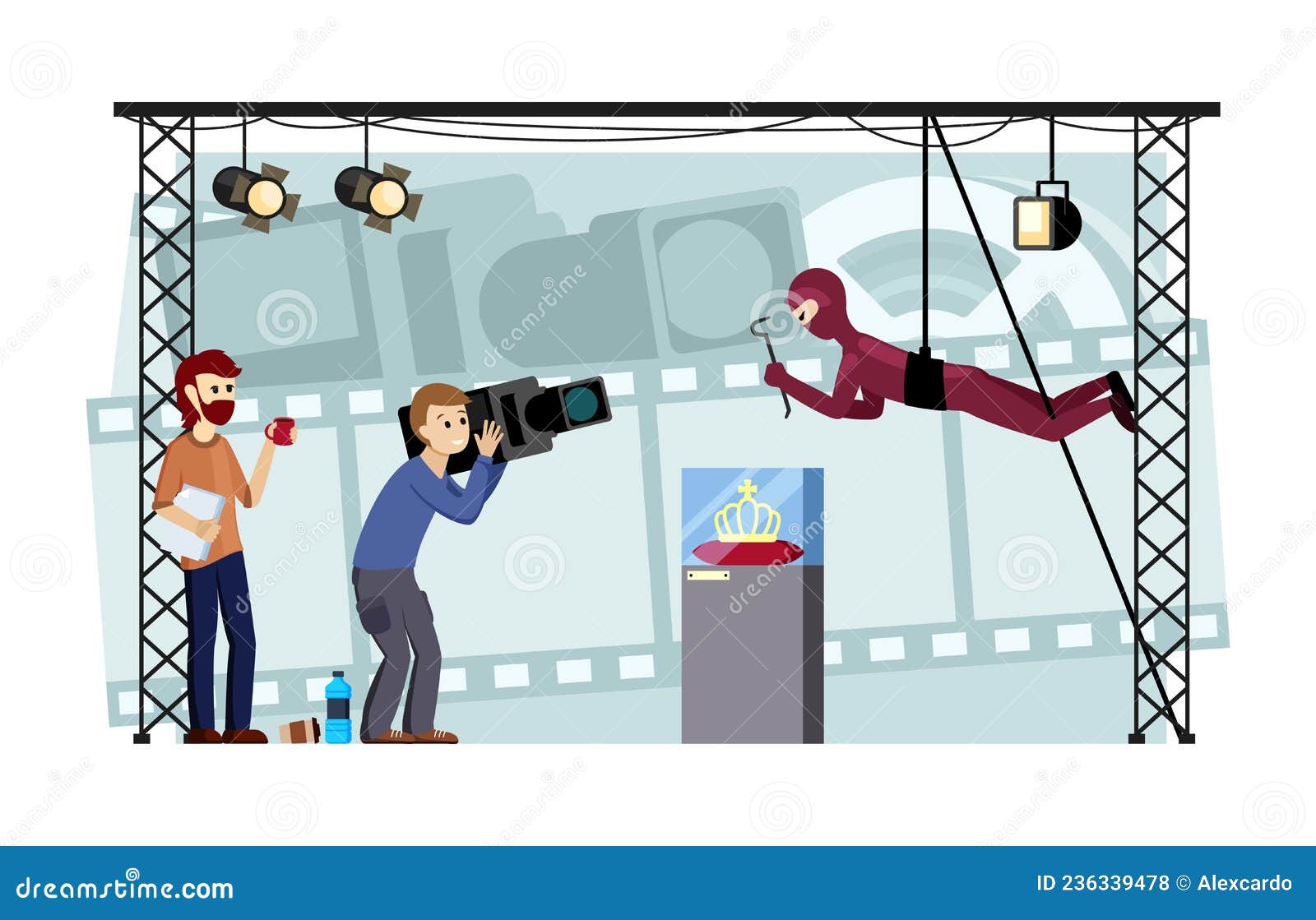 Filming. Actors And Film Industry Employees. In Minimalist Style ...