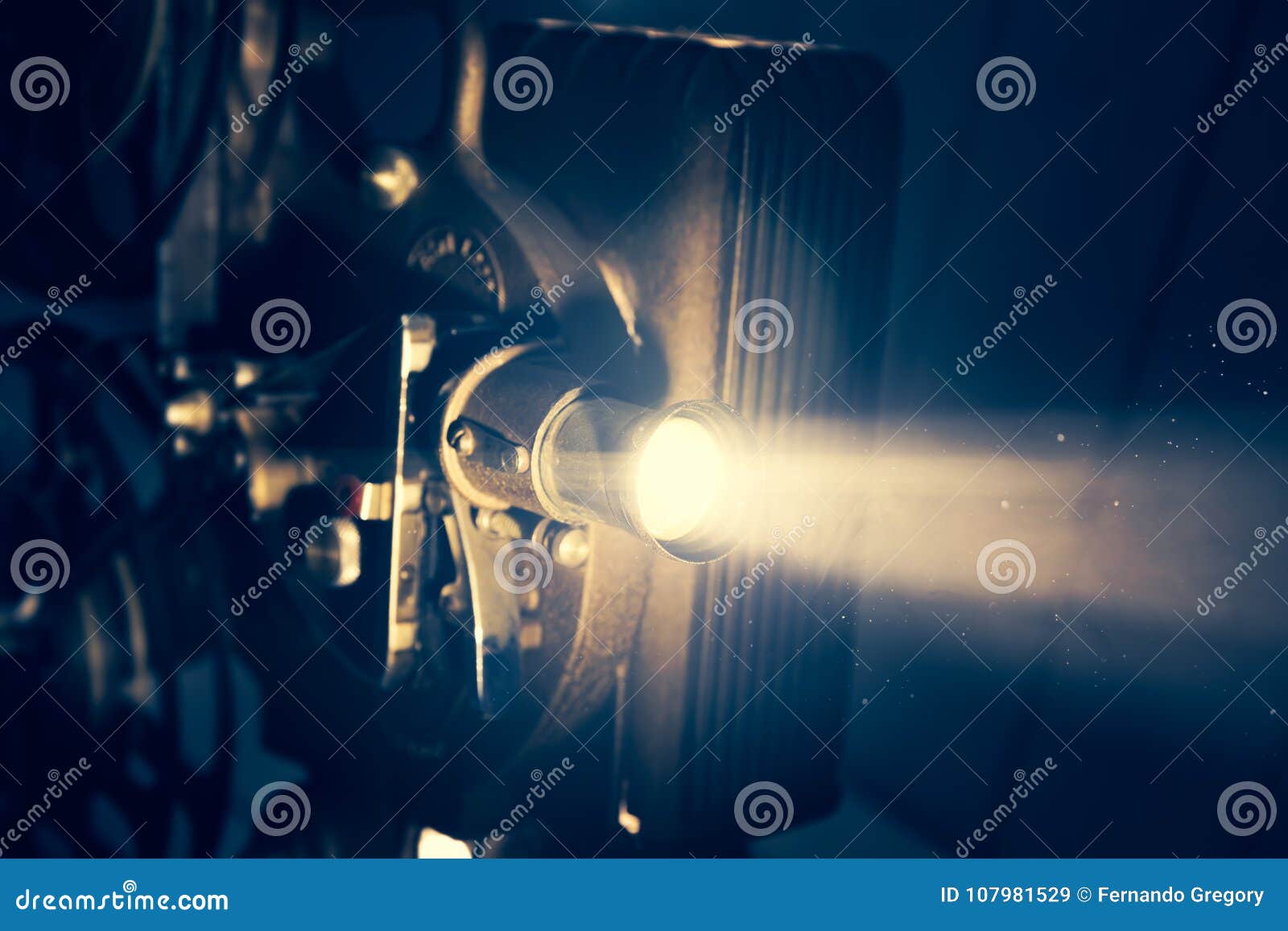 Film Projector with Dramatic Lighting Stock Image - Image of lens ...