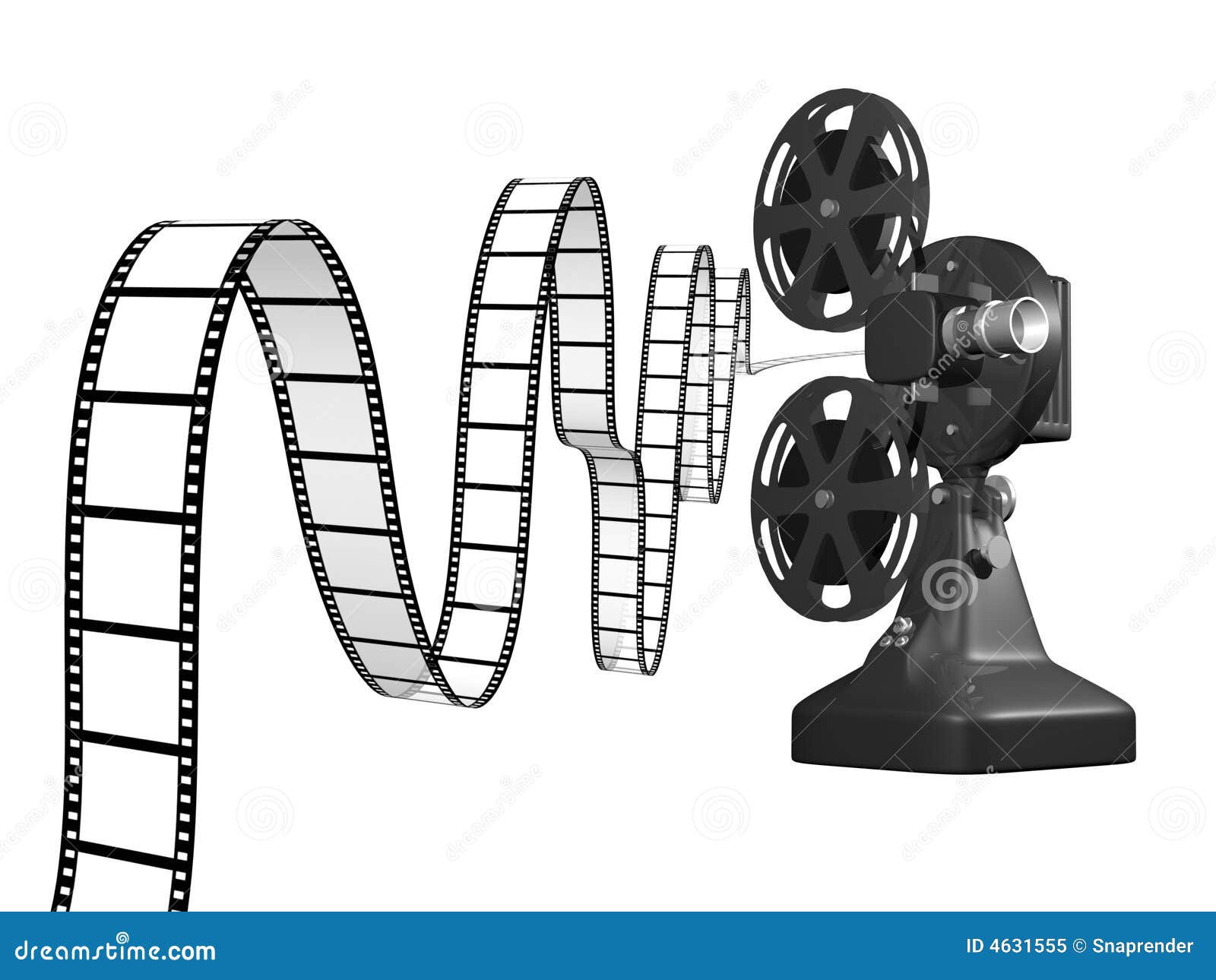 Film projector with film stock illustration. Illustration of cinematic ...