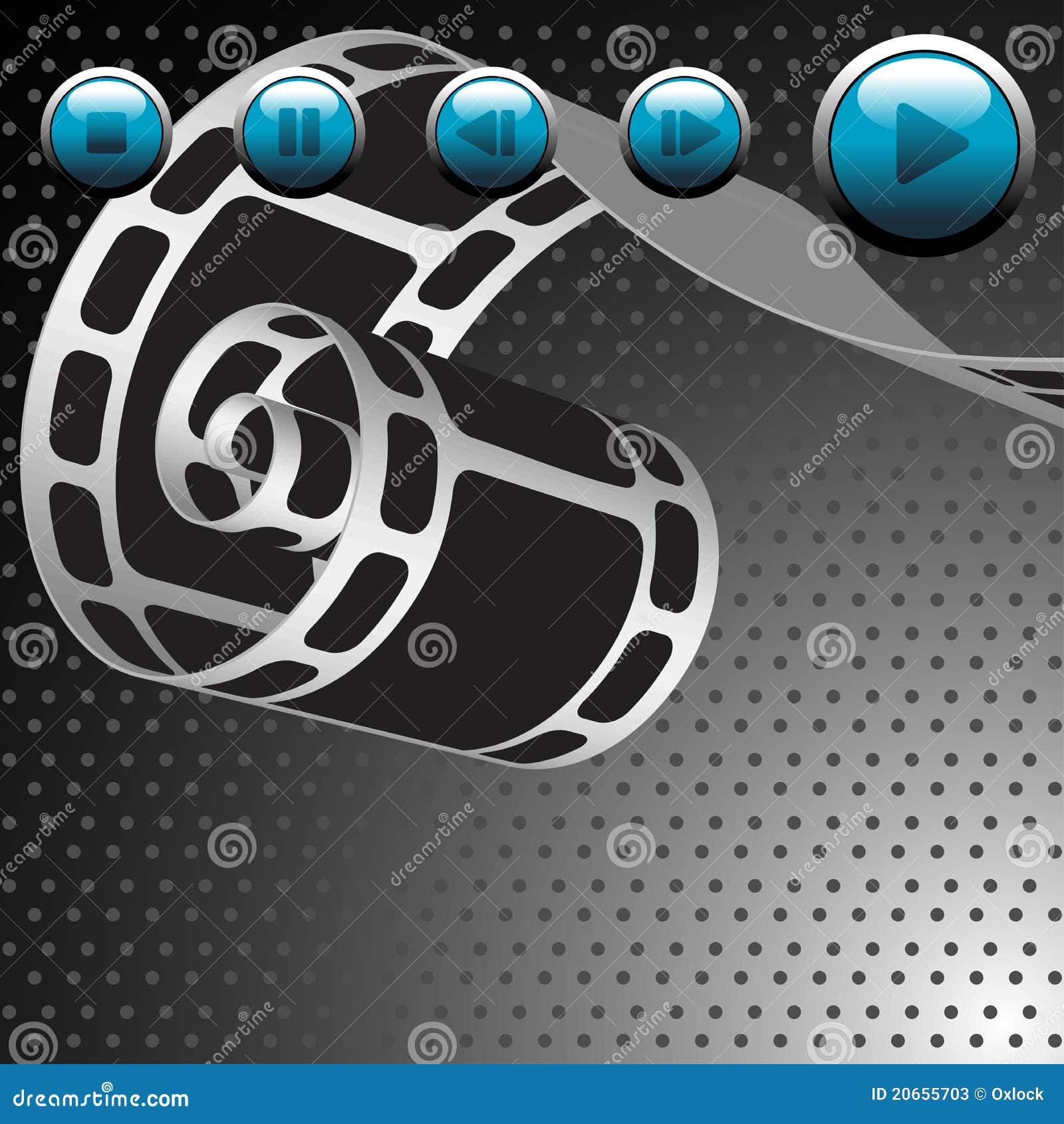 Film reel and blue buttons stock vector. Illustration of black - 20655703