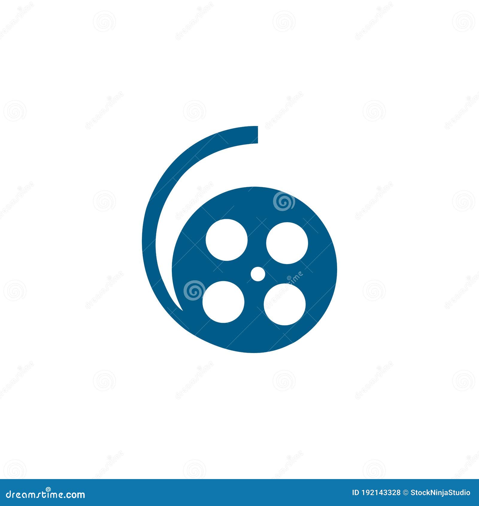 Film Reel Blue Icon on White Background. Blue Flat Style Vector ...