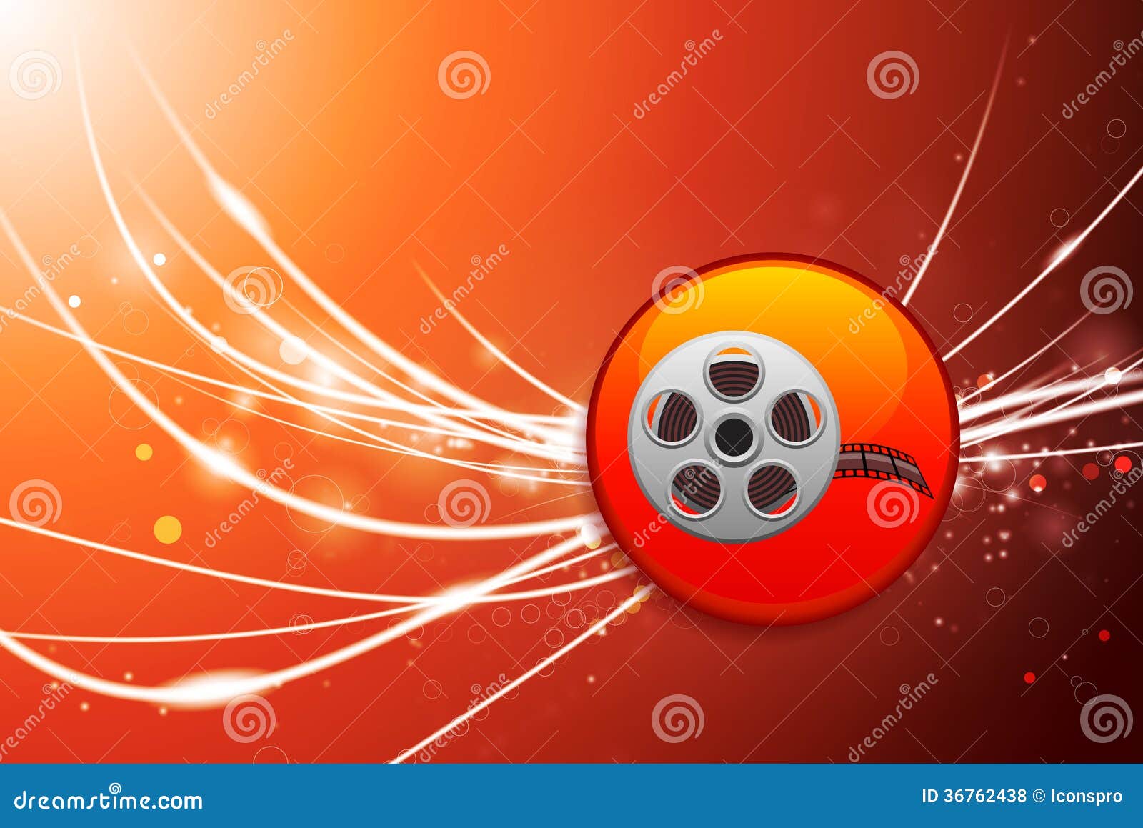 Film Reel Button on Red Abstract Light Background Stock Illustration ...