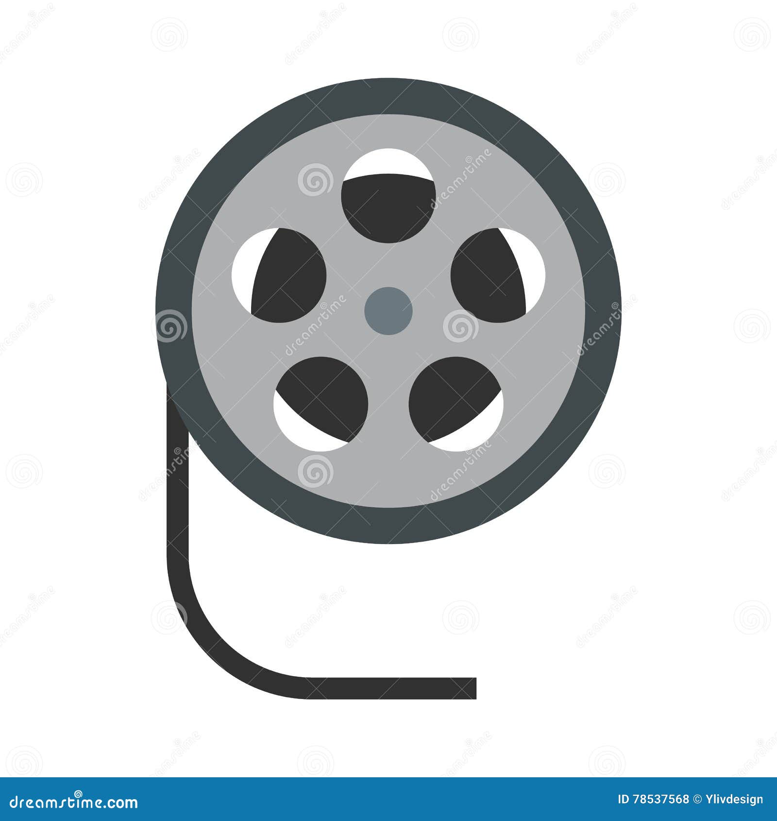 Film Reel Icon in Flat Style Stock Vector - Illustration of element ...