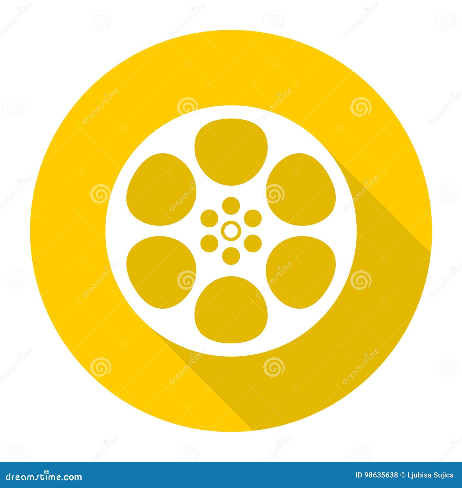Film Reel Icons Set with Long Shadow Stock Vector - Illustration of ...